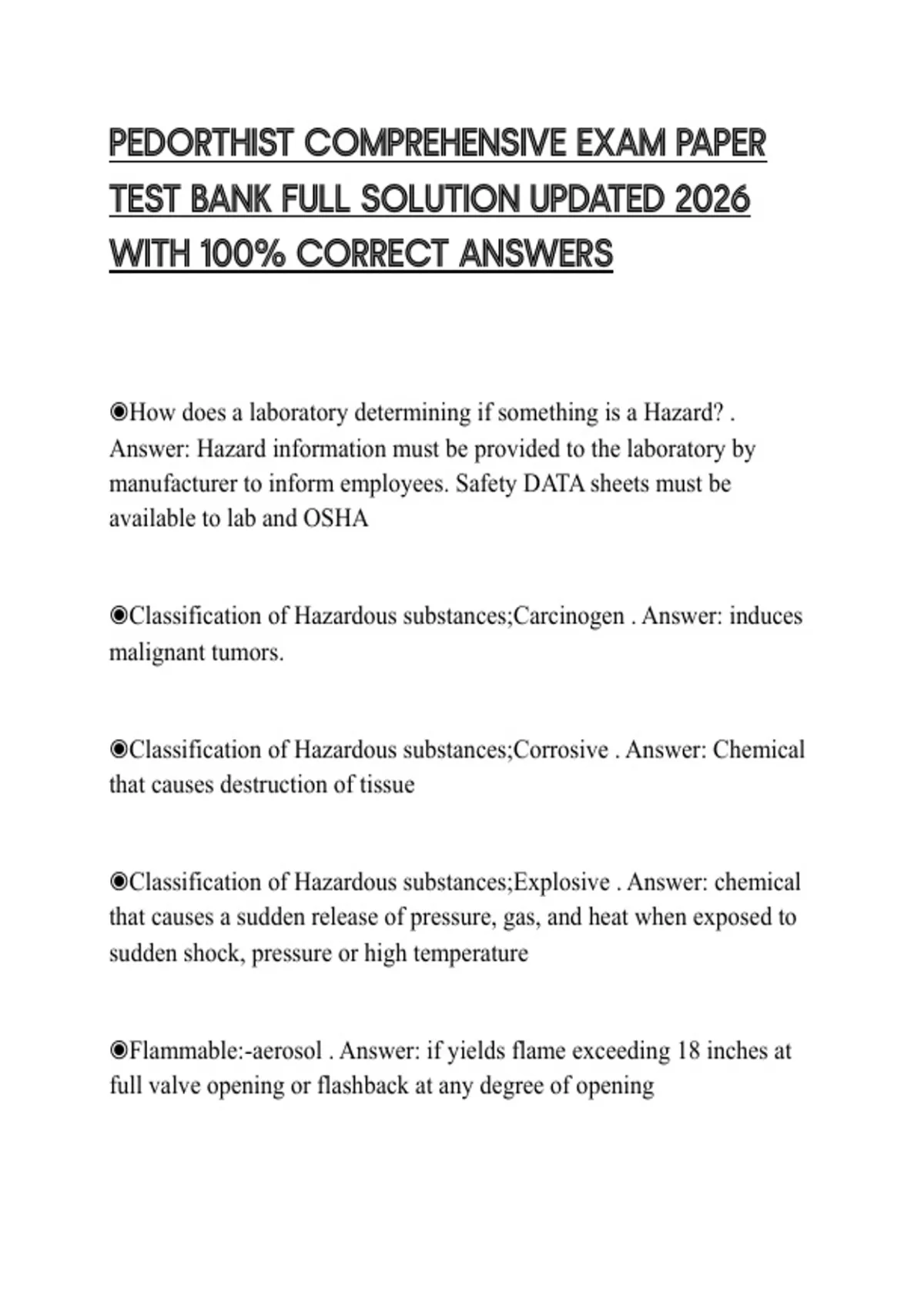 PEDORTHIST COMPREHENSIVE EXAM PAPER TEST BANK FULL SOLUTION UPDATED ...