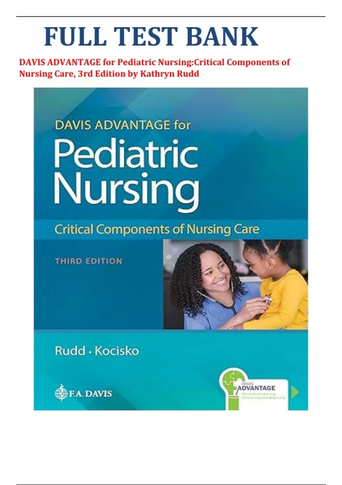 Test Bank for Davis Advantage for Pediatric Nursing: Critical ...