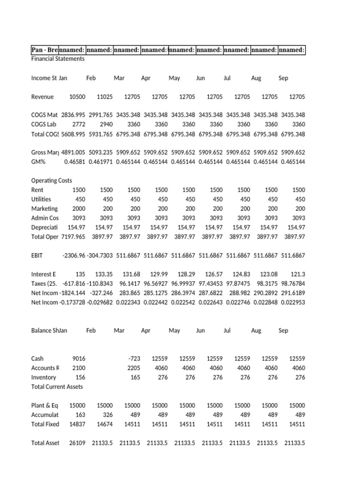 FIN 300 - Wk 7 - Capstone Week 7, Pedro’s Pan Bread Shop, Full ...