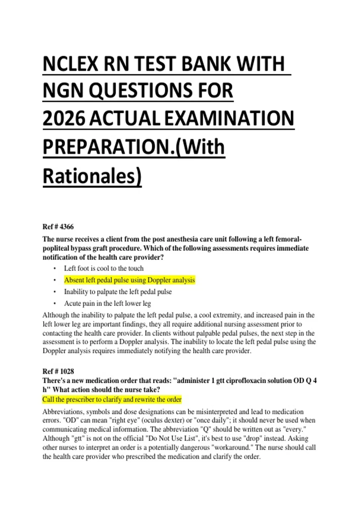 NCLEX RN TEST BANK WITH NGN QUESTIONS FOR 2026 ACTUAL EXAMINATION ...