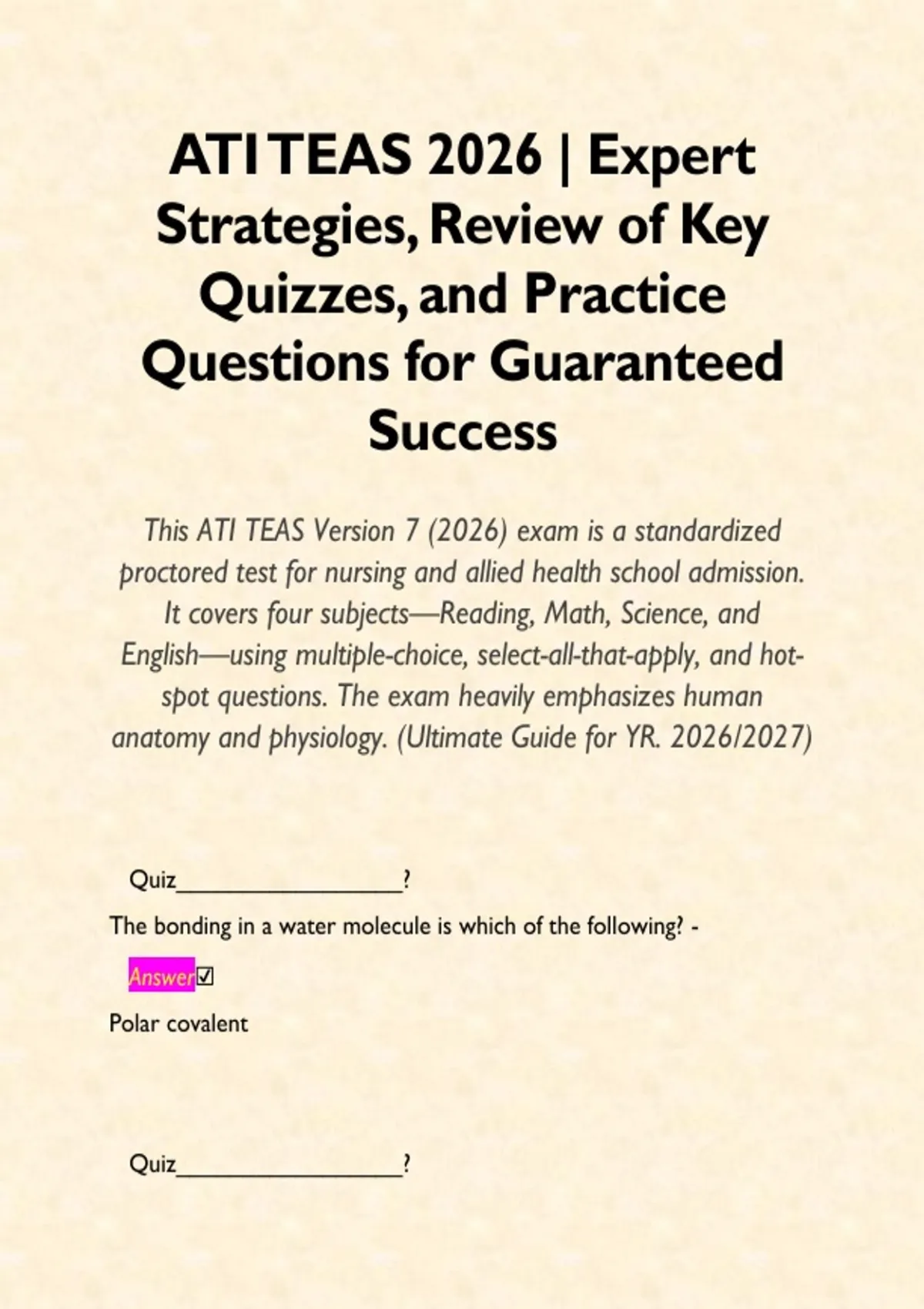 ATI TEAS 2026 | Expert Strategies, Review of Key Quizzes, and Practice ...