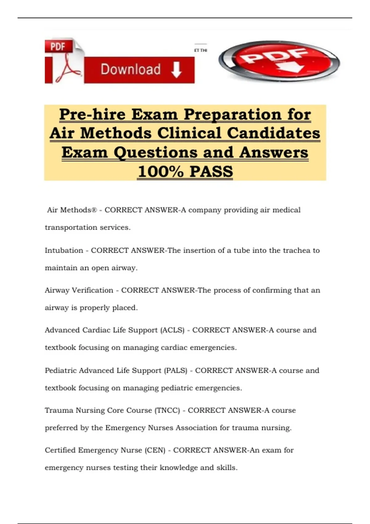 Pre-hire Exam Preparation for Air Methods Clinical Candidates Exam ...