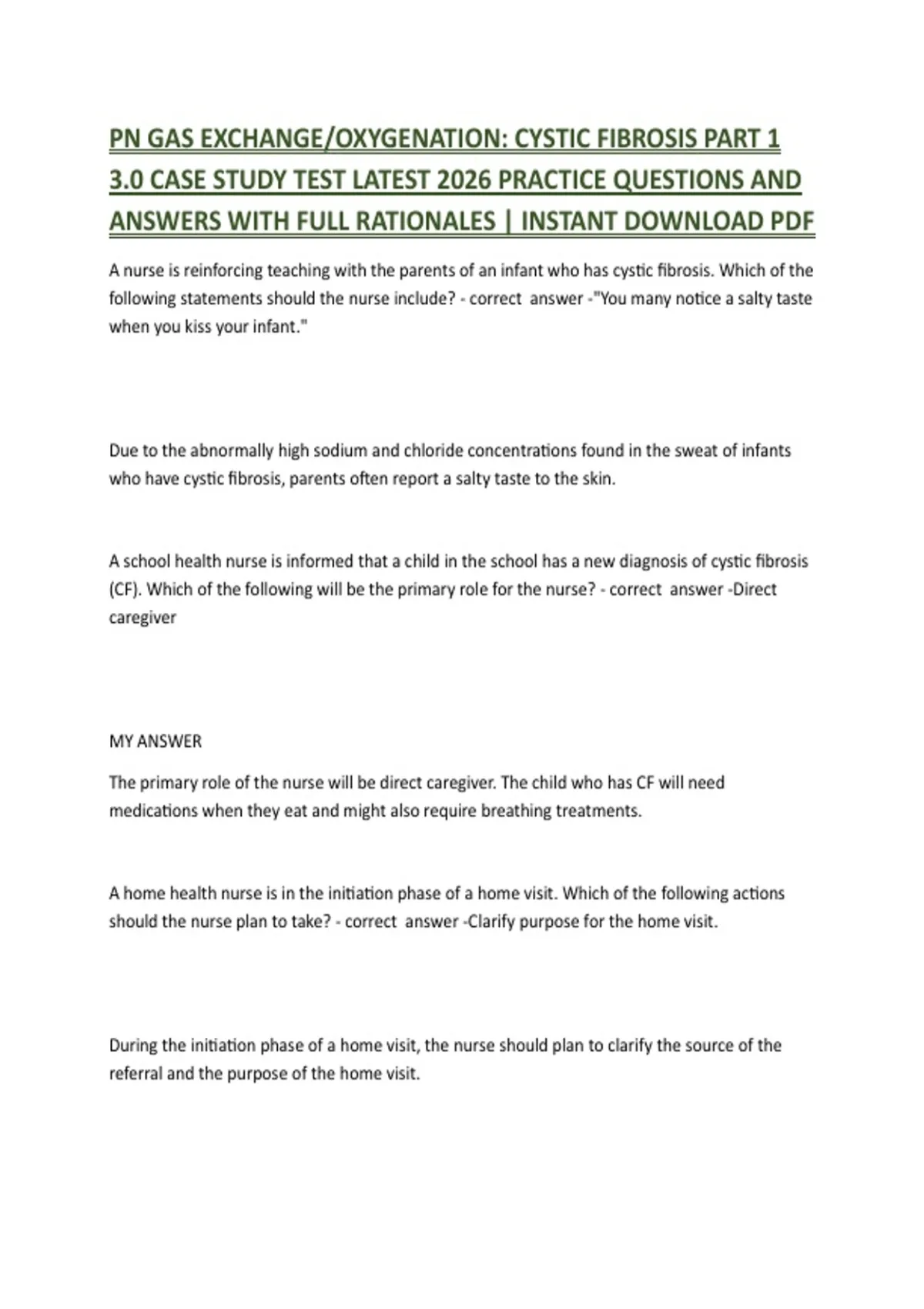 PN GAS EXCHANGE/OXYGENATION: CYSTIC FIBROSIS PART 1 3.0 CASE STUDY TEST ...