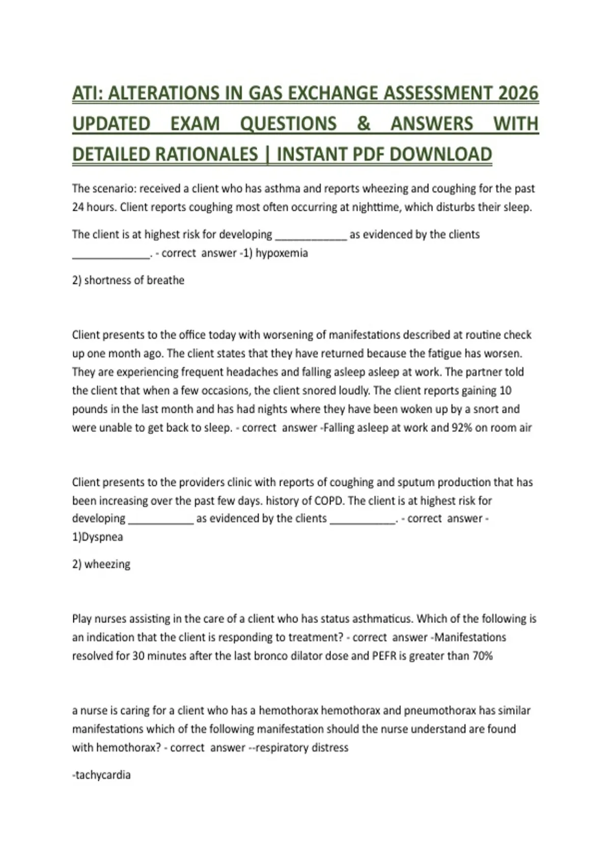 ATI: ALTERATIONS IN GAS EXCHANGE ASSESSMENT 2026 UPDATED EXAM QUESTIONS ...