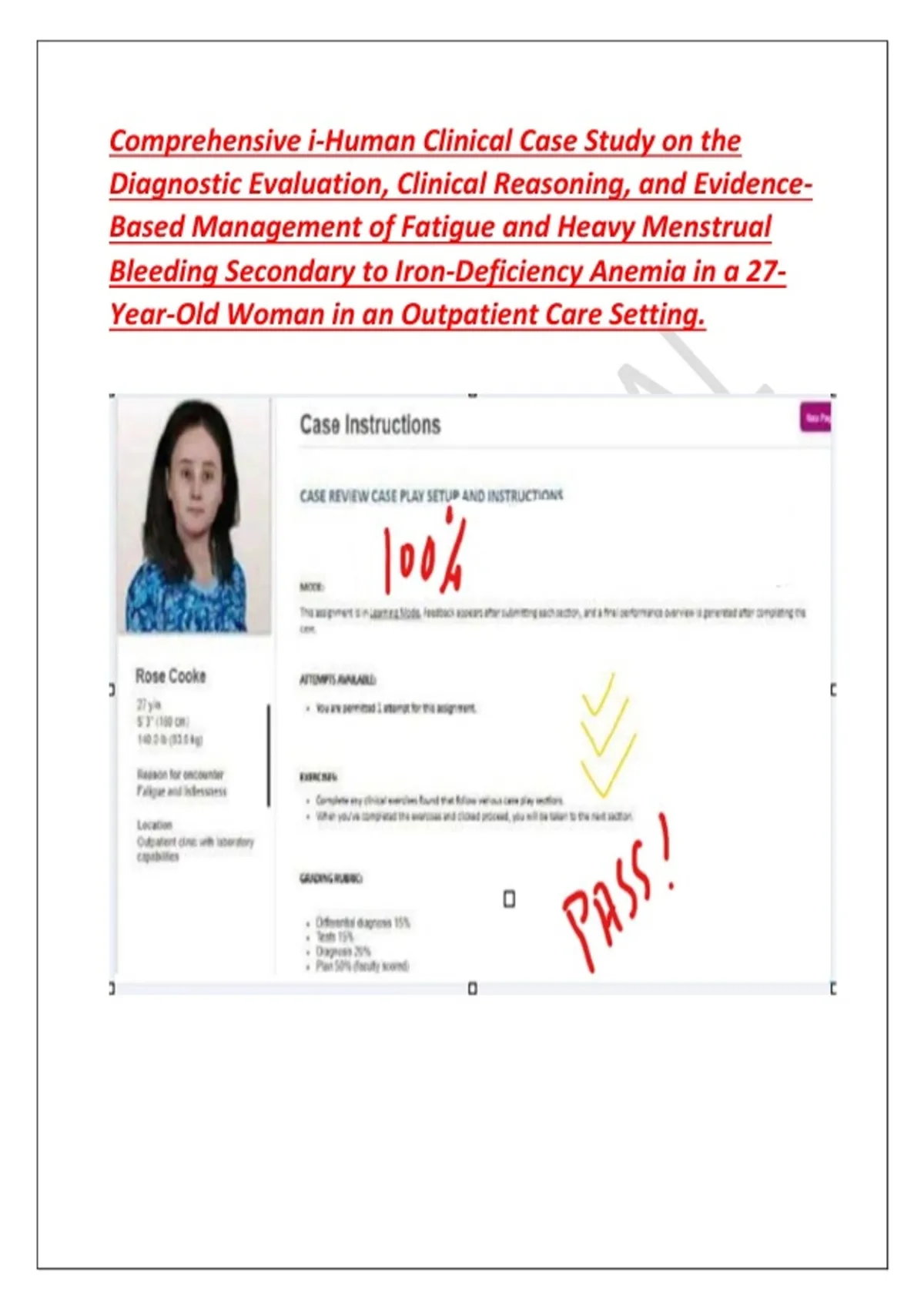 Comprehensive i-Human Clinical Case Study on the Diagnostic Evaluation ...