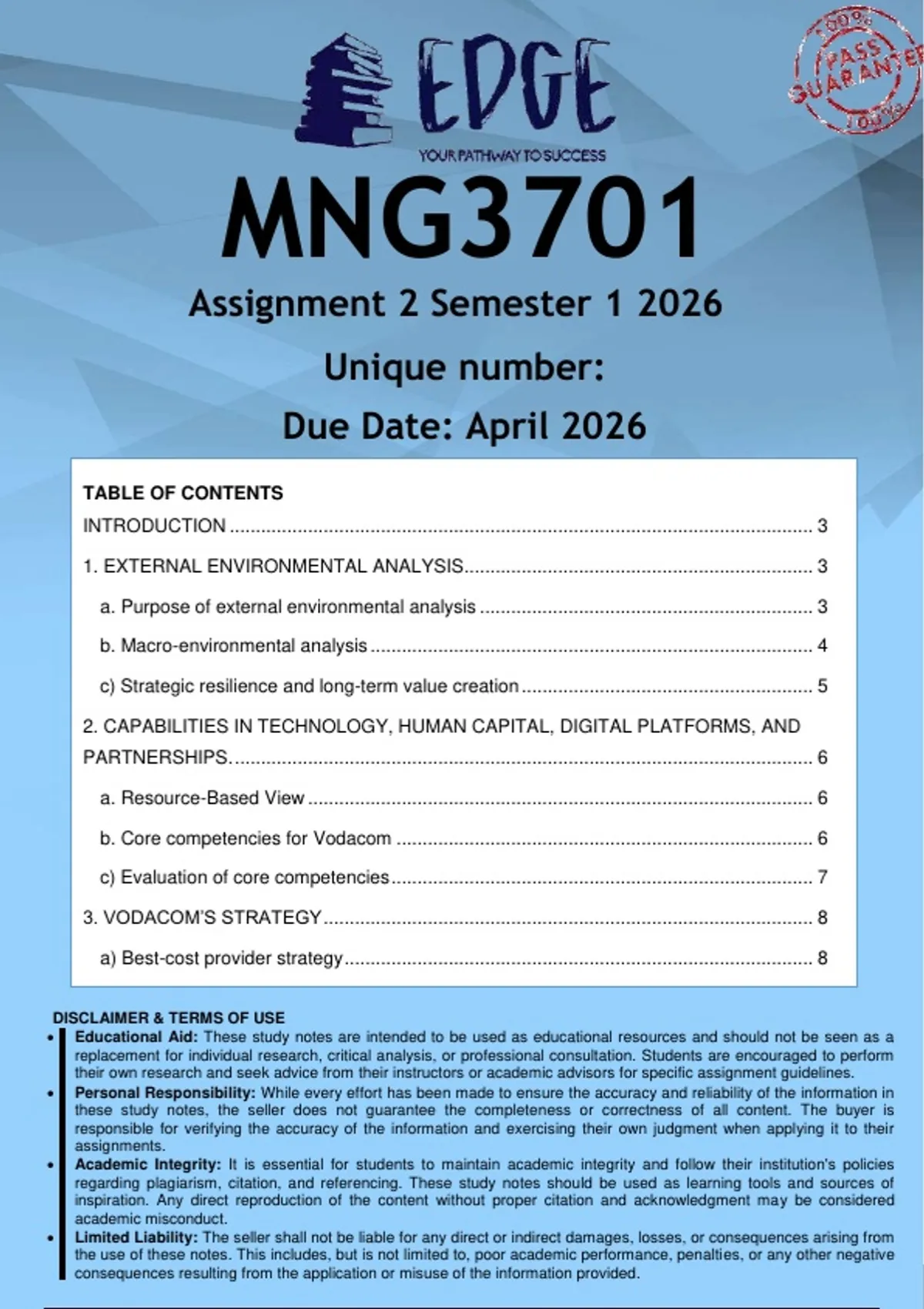 MNG3701 Assignment 2 (ANSWERS) Semester 1 2026 - DISTINCTION GUARANTEED ...