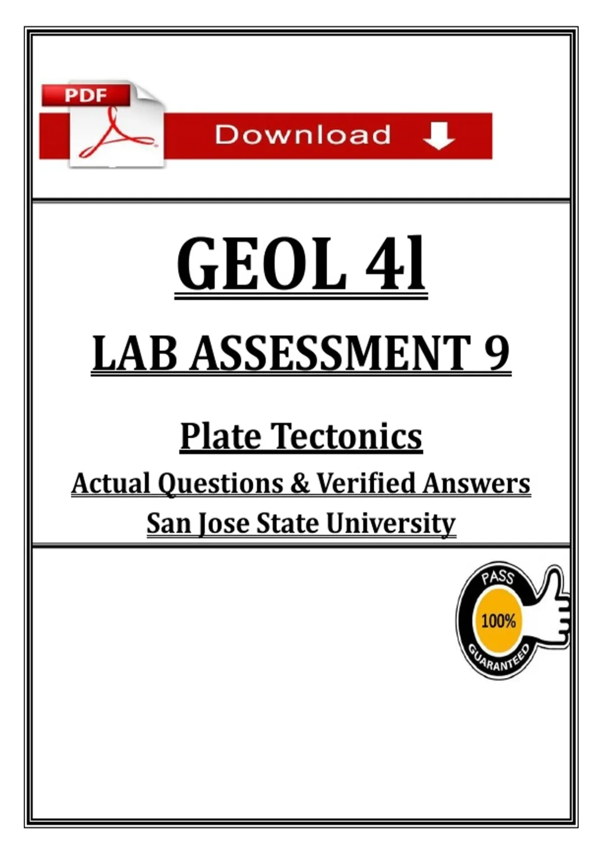 GEOL 41 Lab Assessment 9 (2026/2027) PDF | Plate Tectonics | SJSU ...