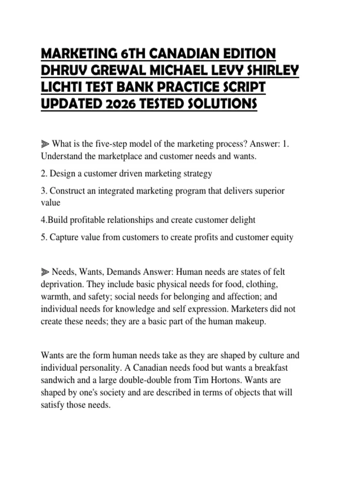 MARKETING 6TH CANADIAN EDITION DHRUV GREWAL MICHAEL LEVY SHIRLEY LICHTI ...