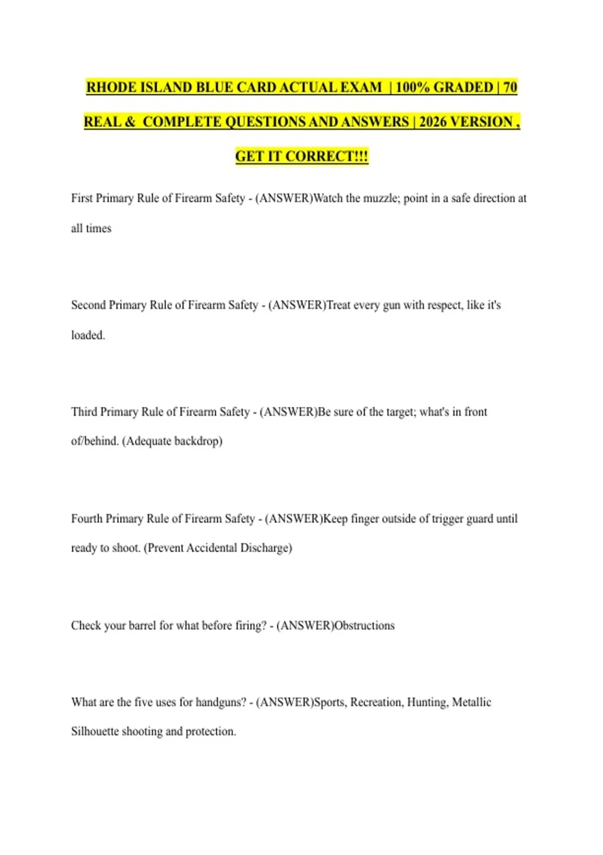 RHODE ISLAND BLUE CARD ACTUAL EXAM | 100% GRADED | 70 REAL & COMPLETE ...