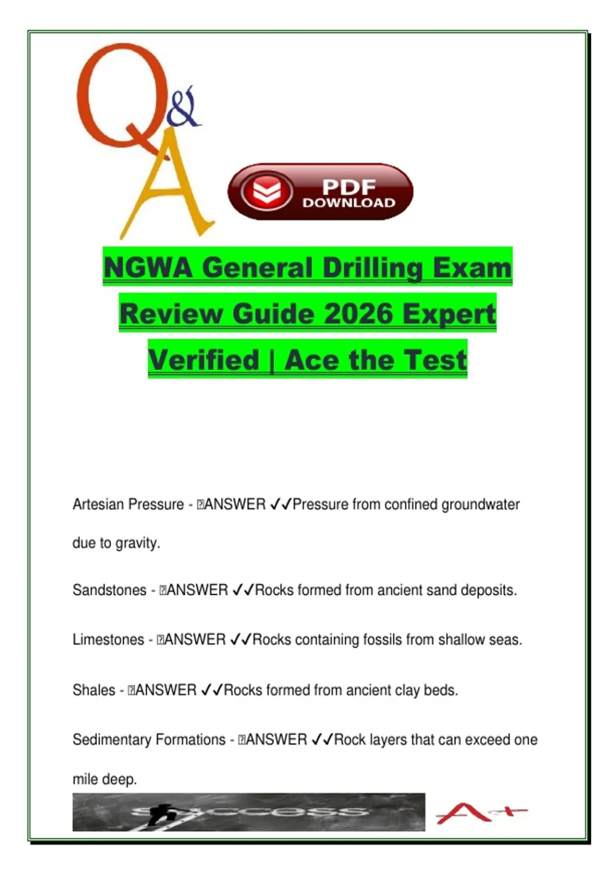 NGWA General Drilling Exam (2026) – GEO 415 | Well Construction ...