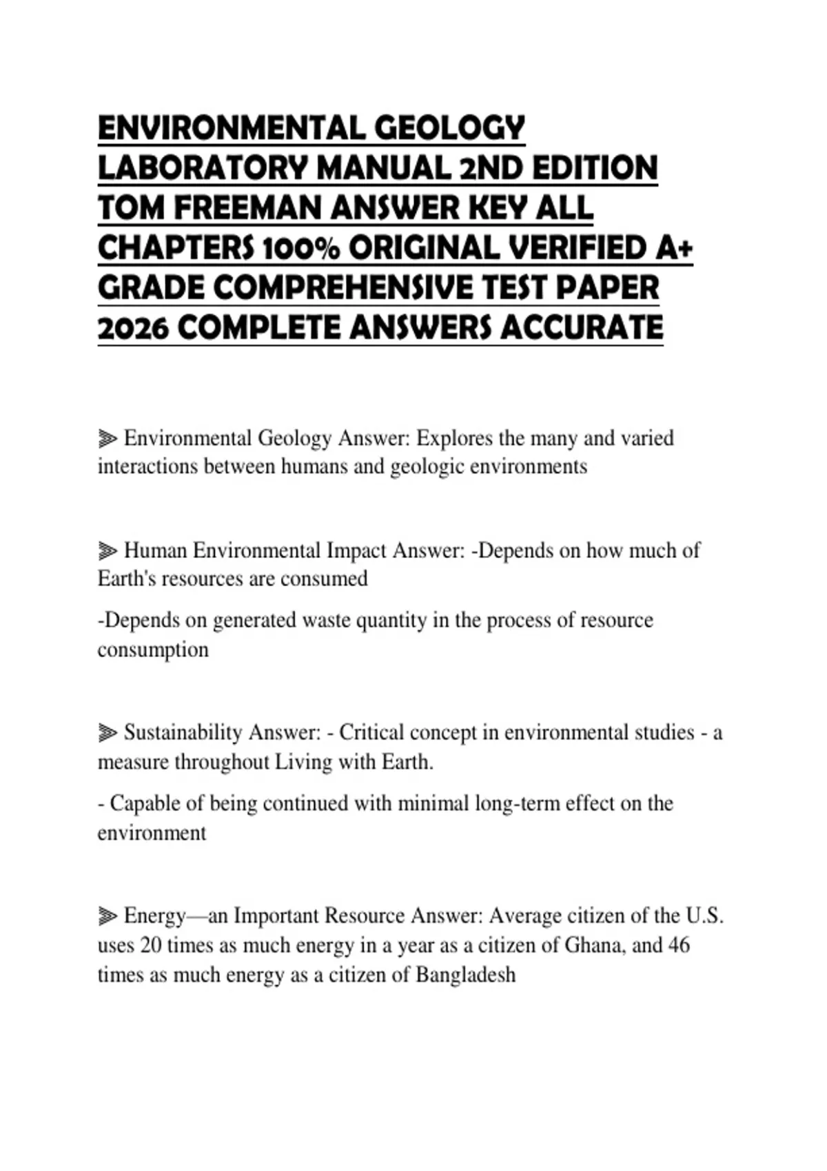 ENVIRONMENTAL GEOLOGY LABORATORY MANUAL 2ND EDITION TOM FREEMAN ANSWER ...