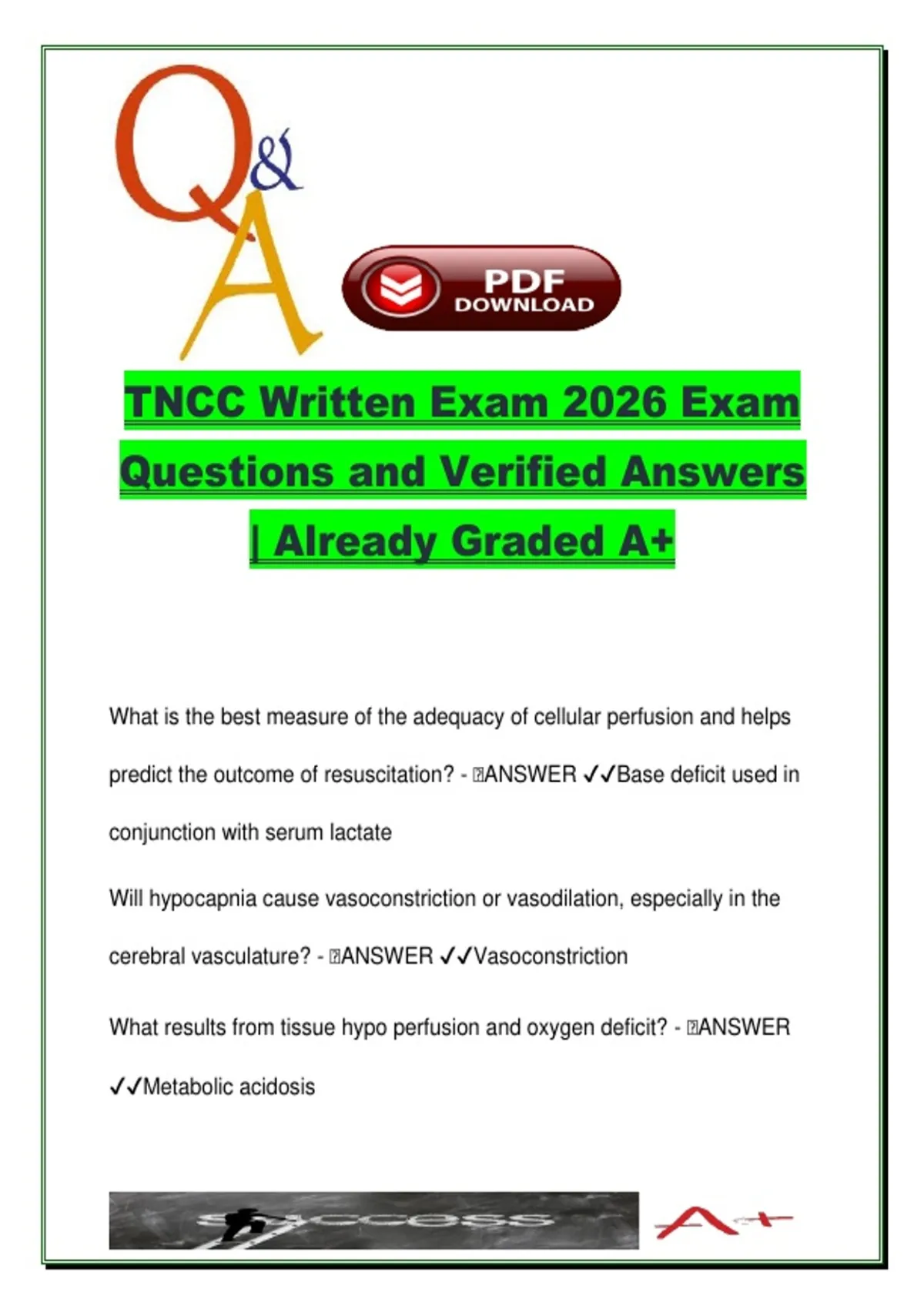 TNCC Written Exam 2026 – NUR 340 | 100+ Verified Q&As | Trauma Triad ...