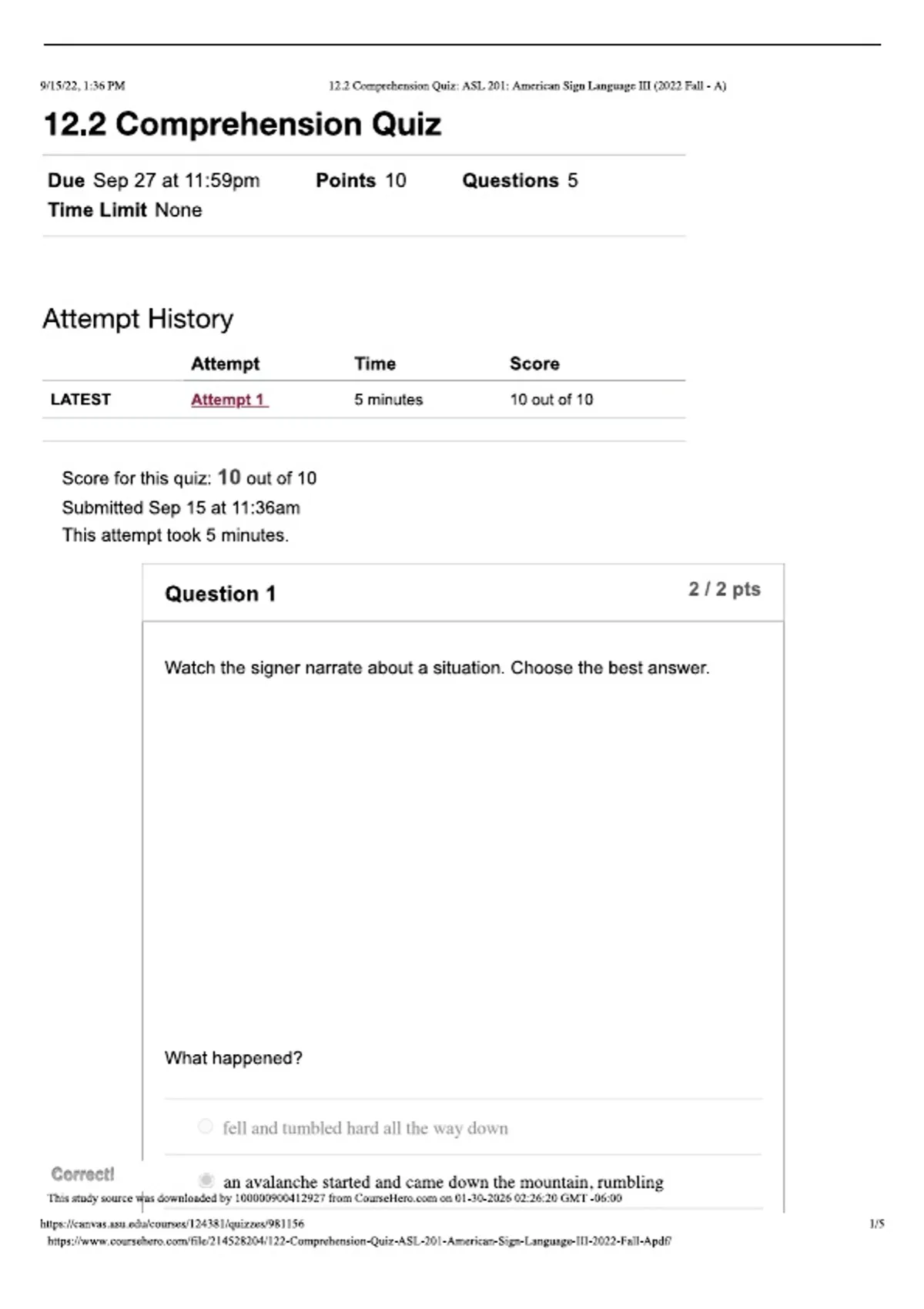 ASL 201 American Sign Language III| Arizona State University| Package ...