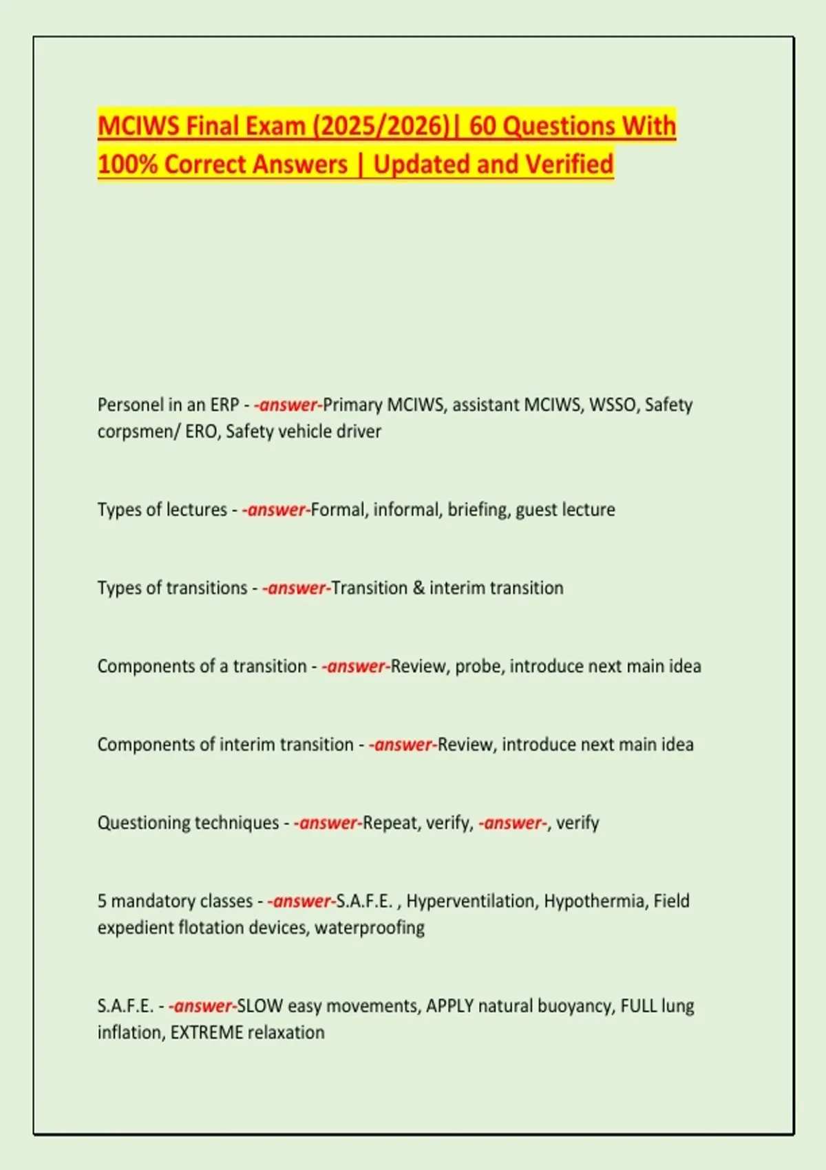 MCIWS Final Exam (2025/2026)| 60 Questions With 100% Correct Answers ...