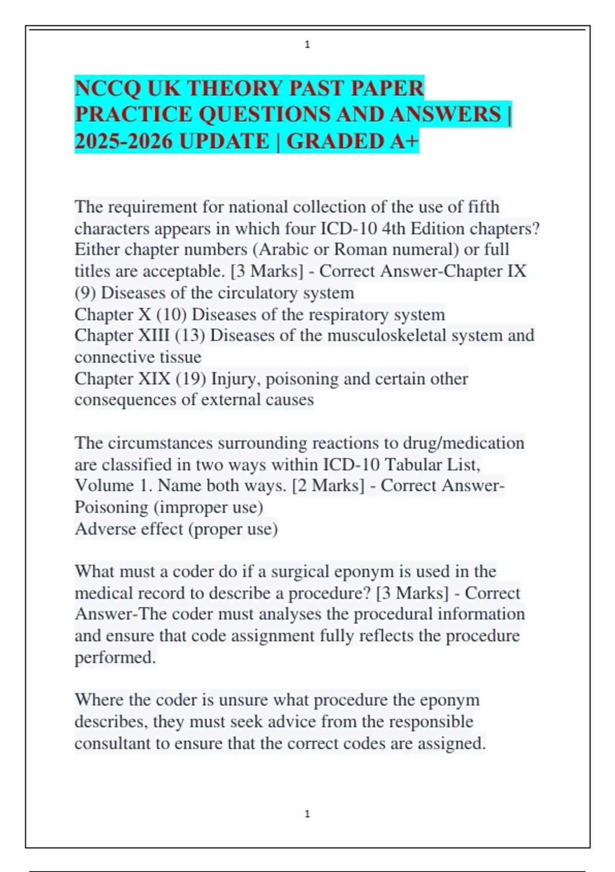 NCCQ UK THEORY PAST PAPER PRACTICE QUESTIONS AND ANSWERS | UPDATE ...