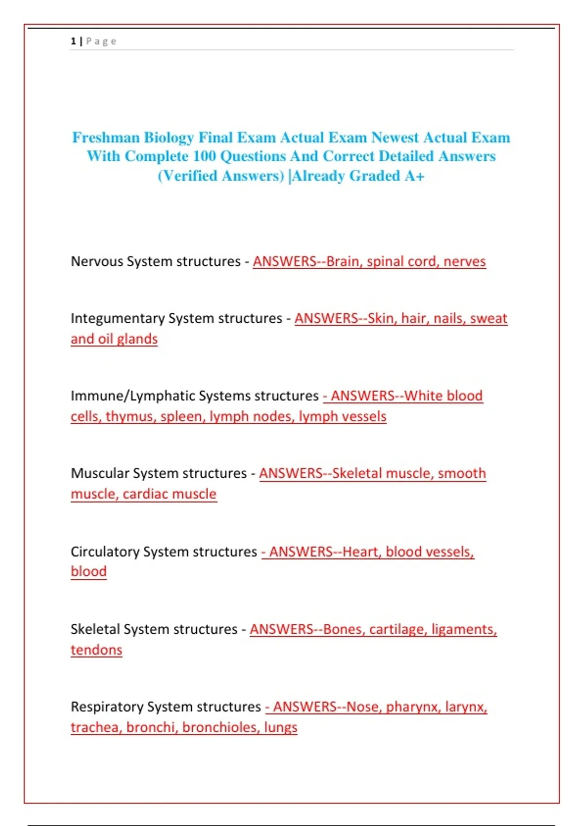 Freshman Biology Final Exam Survival Kit – 100+ Essential Q&A for an A+ ...