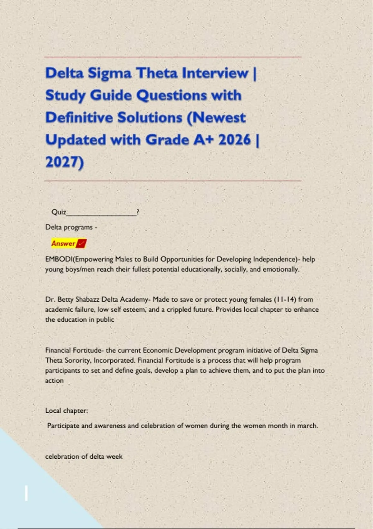 Delta Sigma Theta Interview | Study Guide Questions with Definitive ...