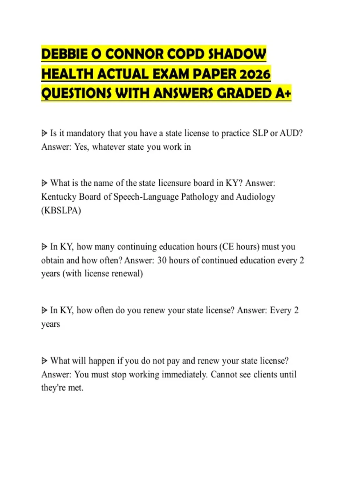 DEBBIE O CONNOR COPD SHADOW HEALTH ACTUAL EXAM PAPER 2026 QUESTIONS ...