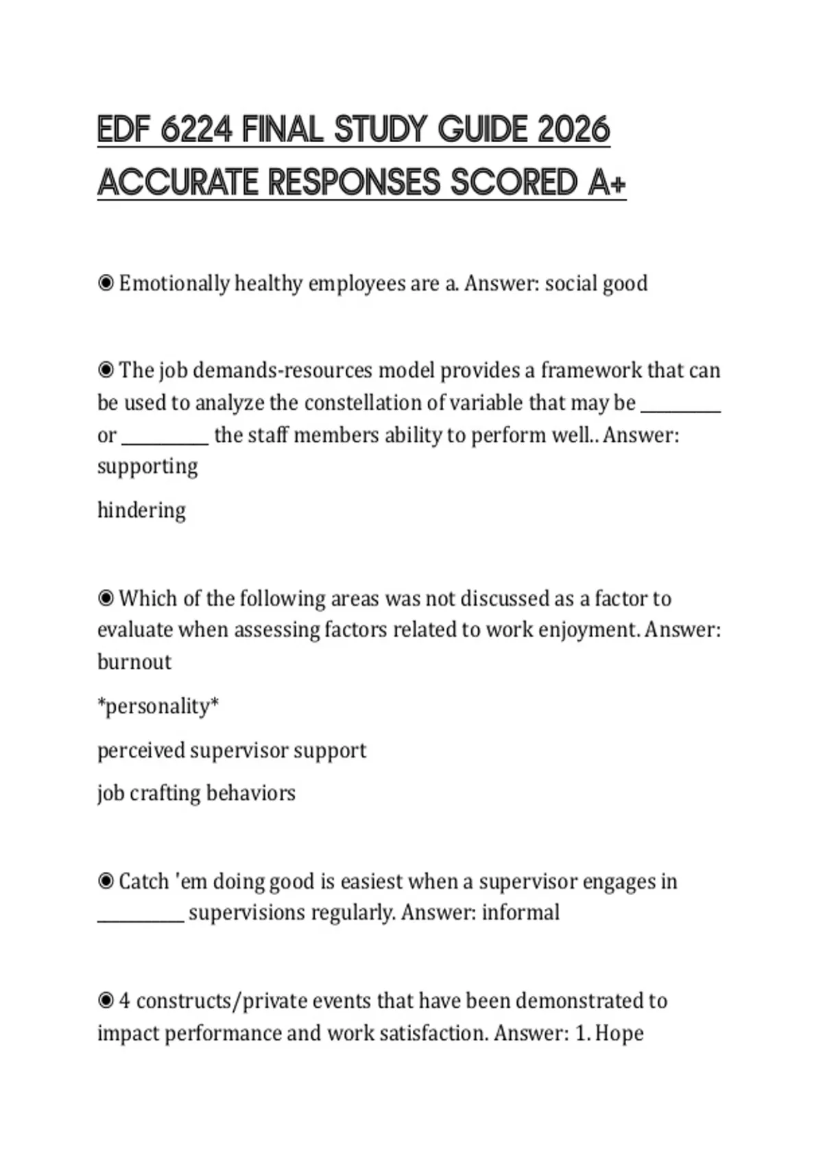 EDF 6224 FINAL STUDY GUIDE 2026 ACCURATE RESPONSES SCORED A+ - EDF 6224 ...