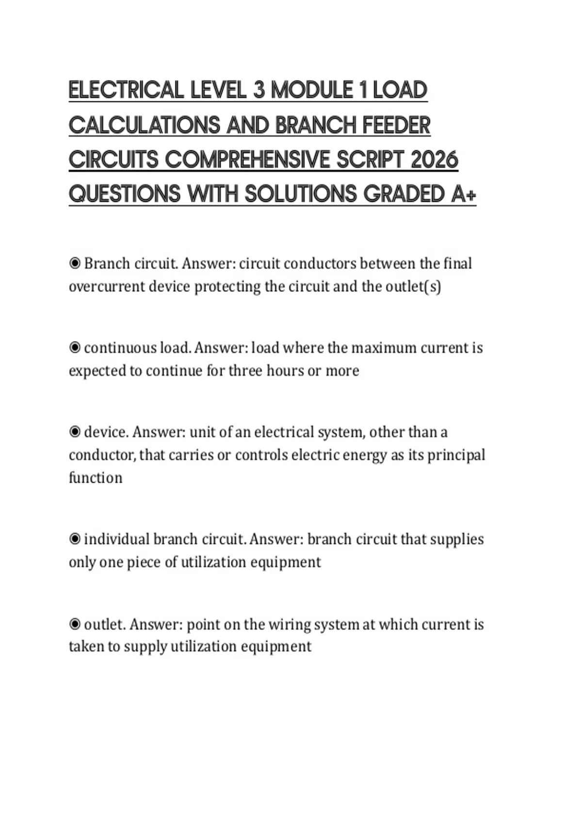ELECTRICAL LEVEL 3 MODULE 1 LOAD CALCULATIONS AND BRANCH FEEDER ...