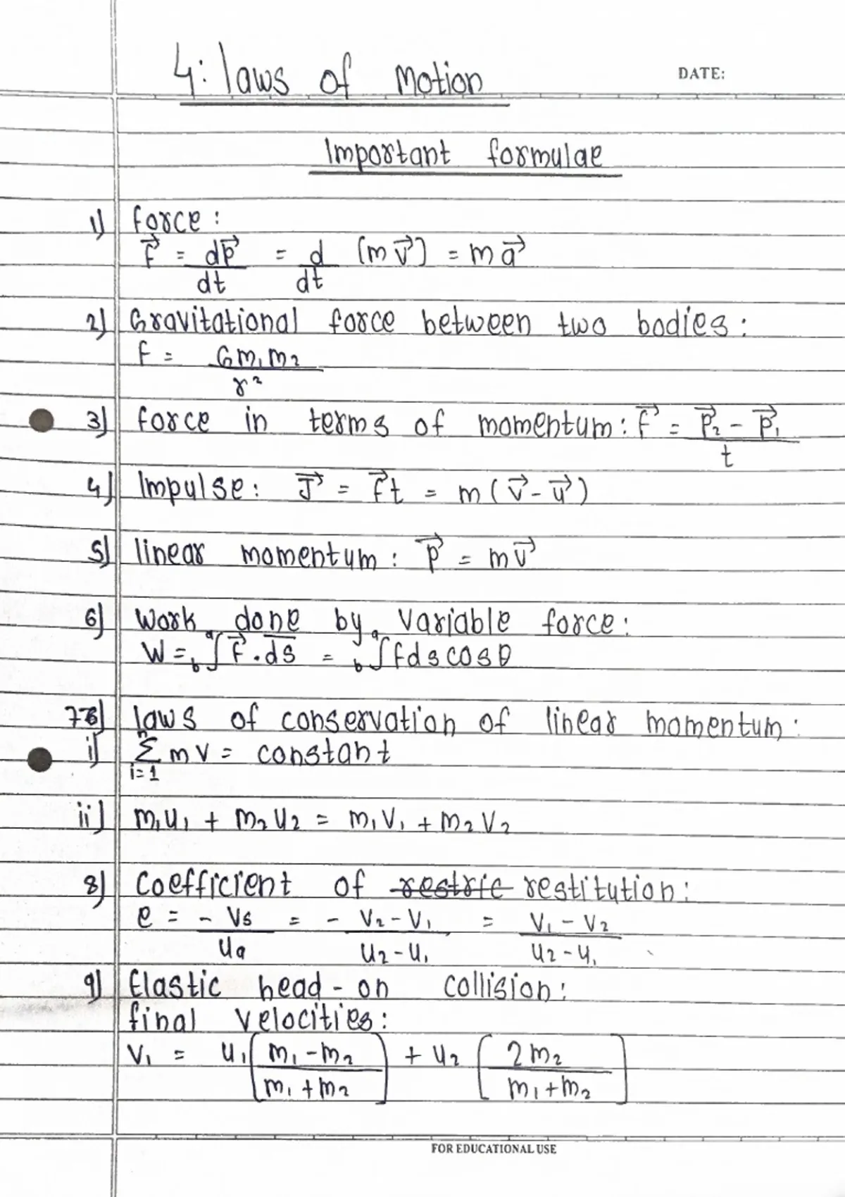 Class 11 Physics Formula Sheet Bundle | Laws of Motion, Gravitation ...