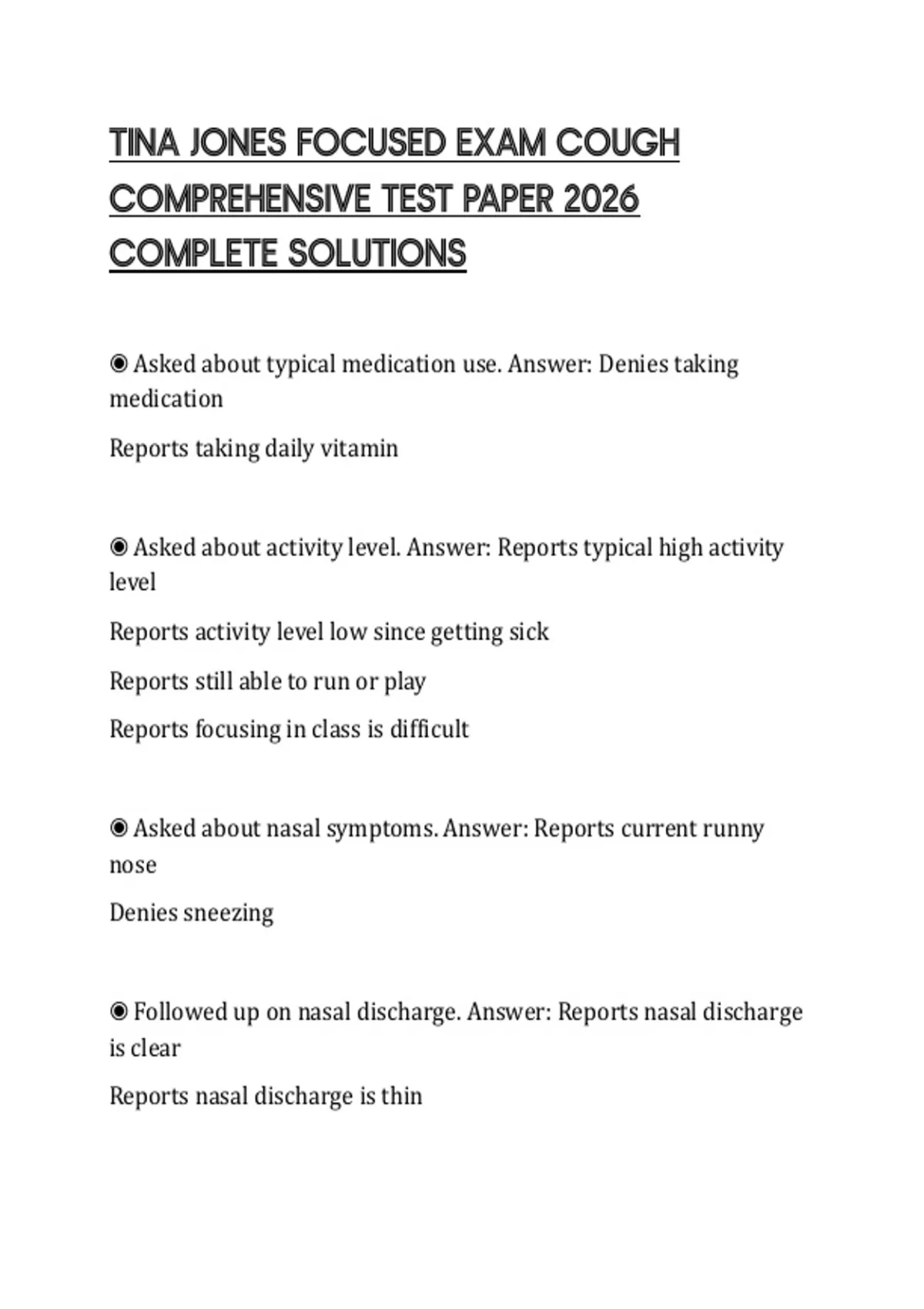 TINA JONES FOCUSED EXAM COUGH COMPREHENSIVE TEST PAPER 2026 COMPLETE ...
