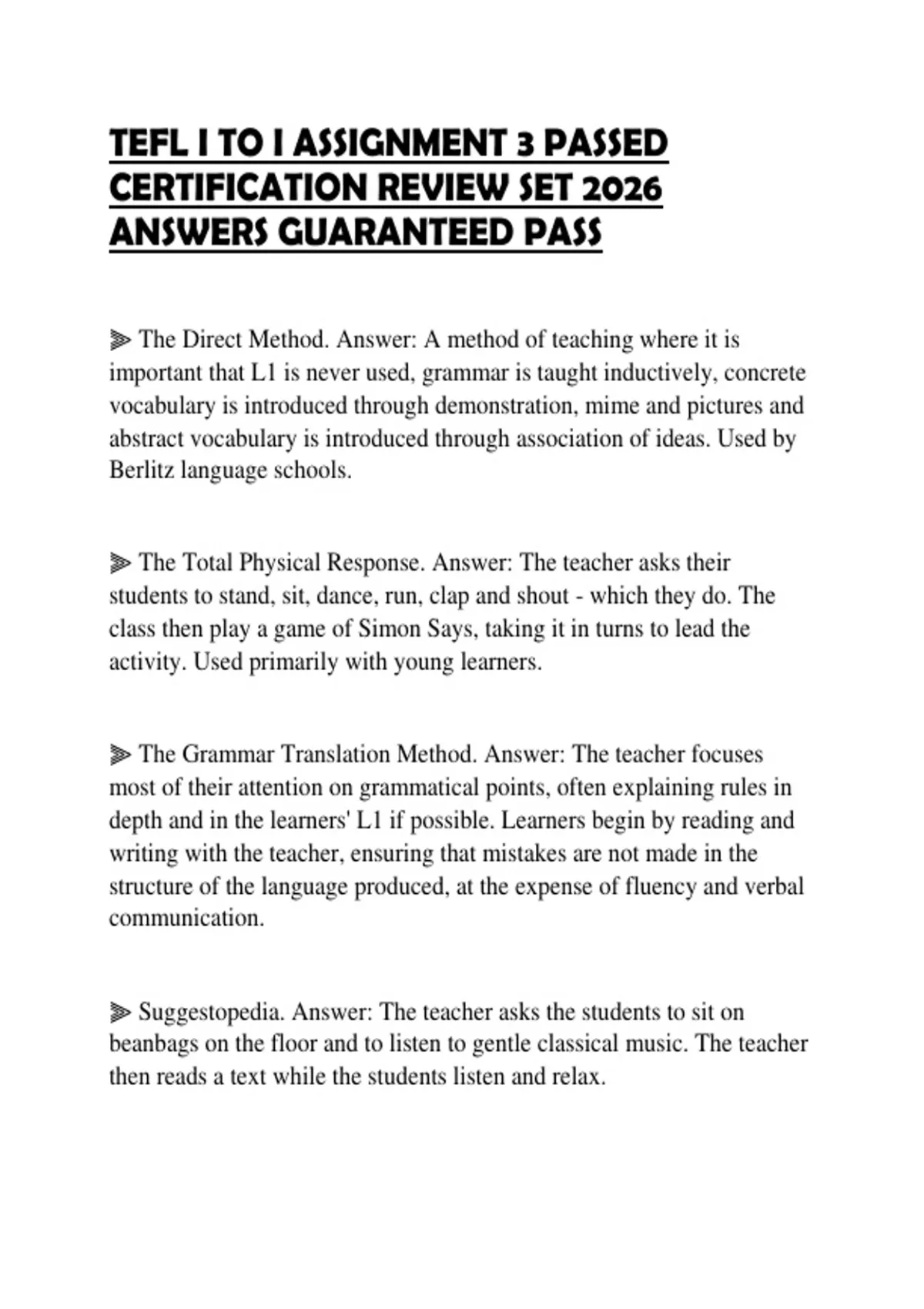 TEFL I TO I ASSIGNMENT 3 PASSED COMPREHENSIVE TEST PAPER 2026 COMPLETE ...