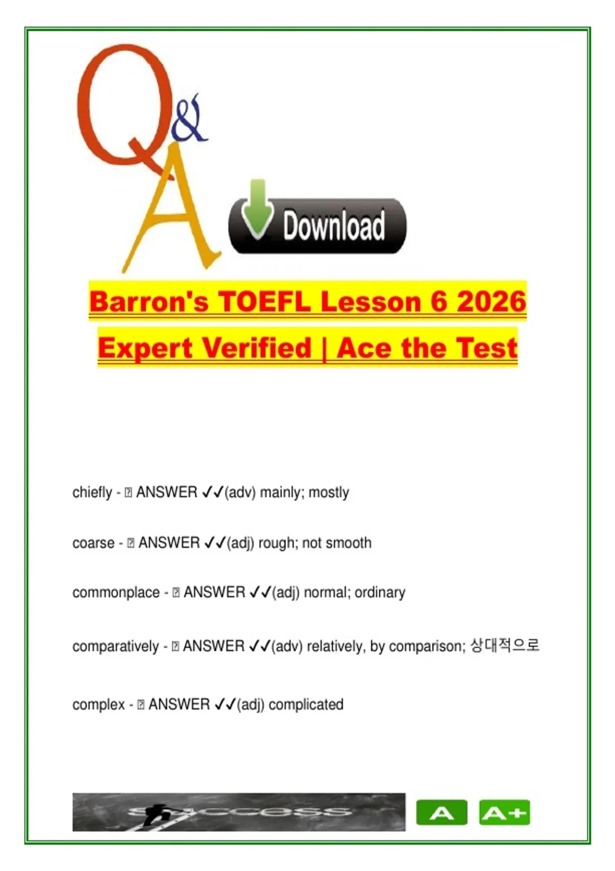 TOEFL 2026 Lesson 6 Vocabulary – 20+ Expert Words | Barron’s List ...