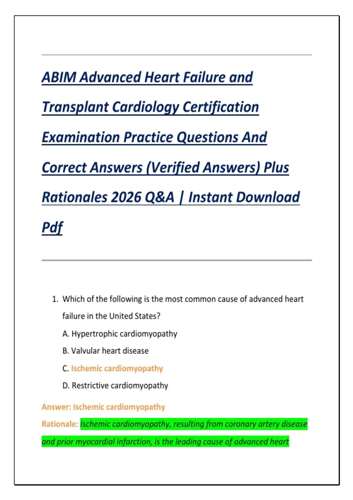 ABIM Advanced Heart Failure and Transplant Cardiology Certification ...