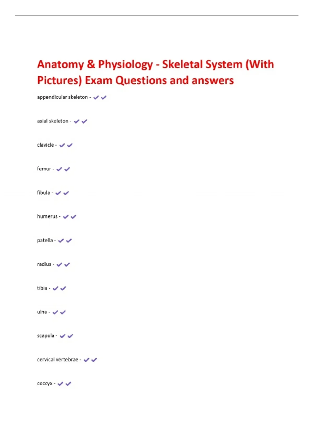 Anatomy & Physiology - Skeletal System (With Pictures) Exam Questions ...