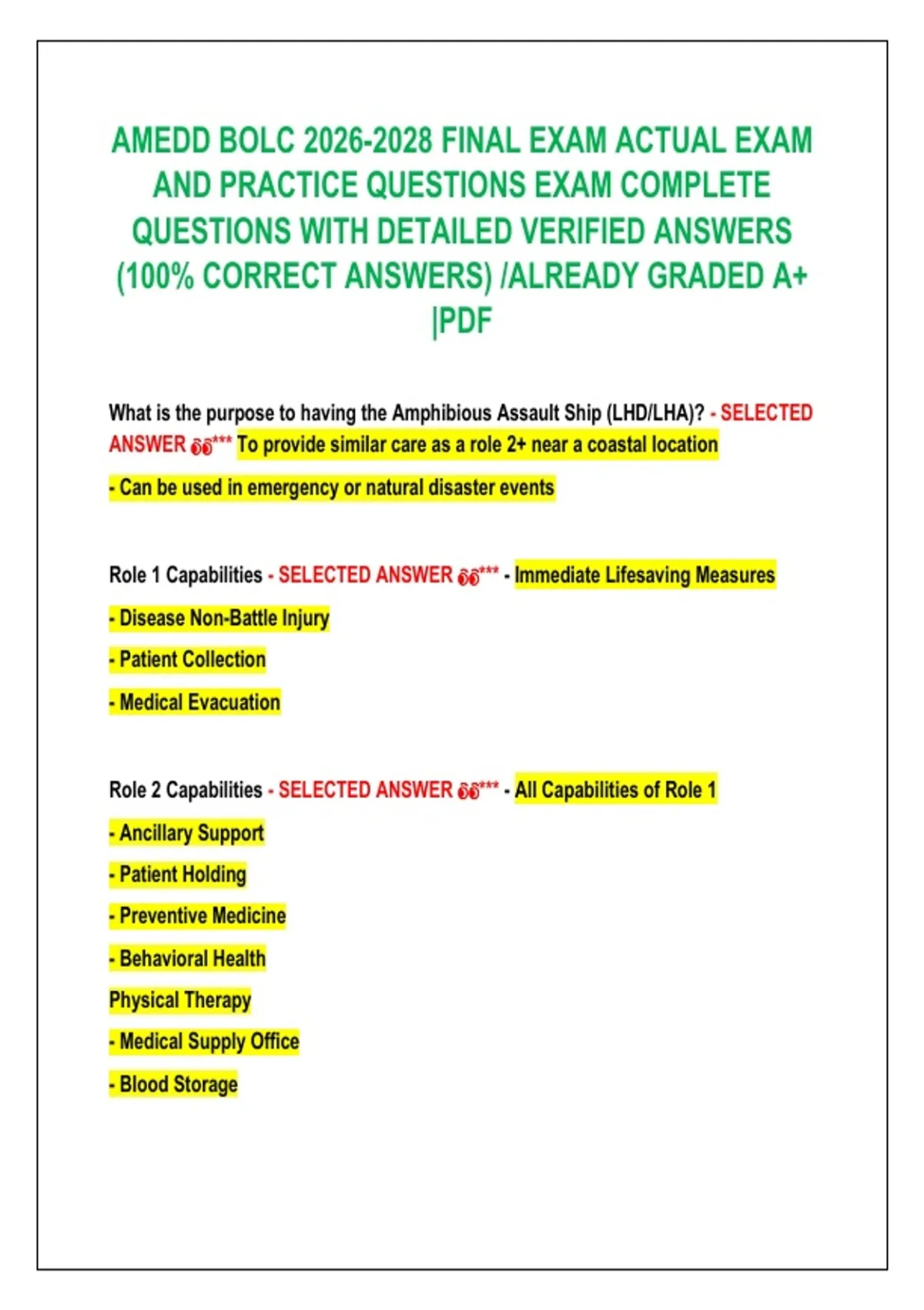 AMEDD BOLC 2026–2028 Final Exam – Actual Exam & Practice Questions ...
