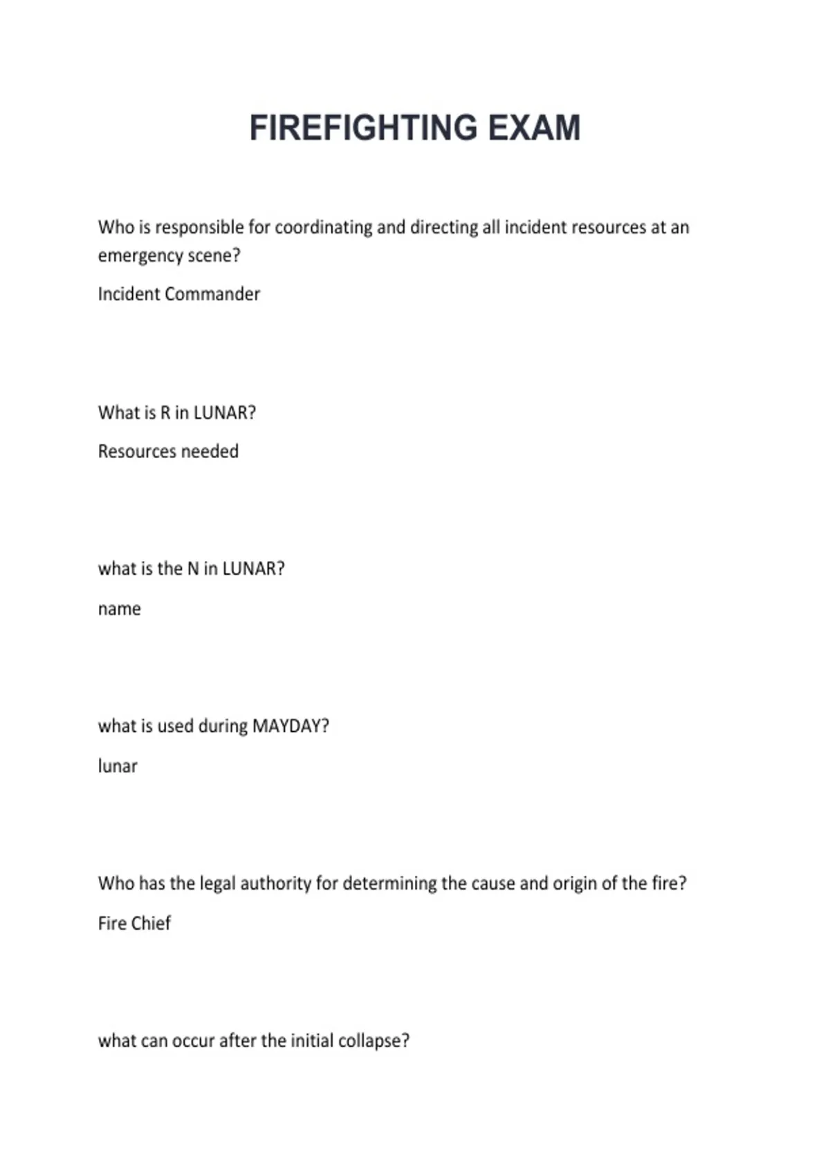 Firefighting Exam – Questions & Answers | 2026 Update - FIREFIGHTING ...