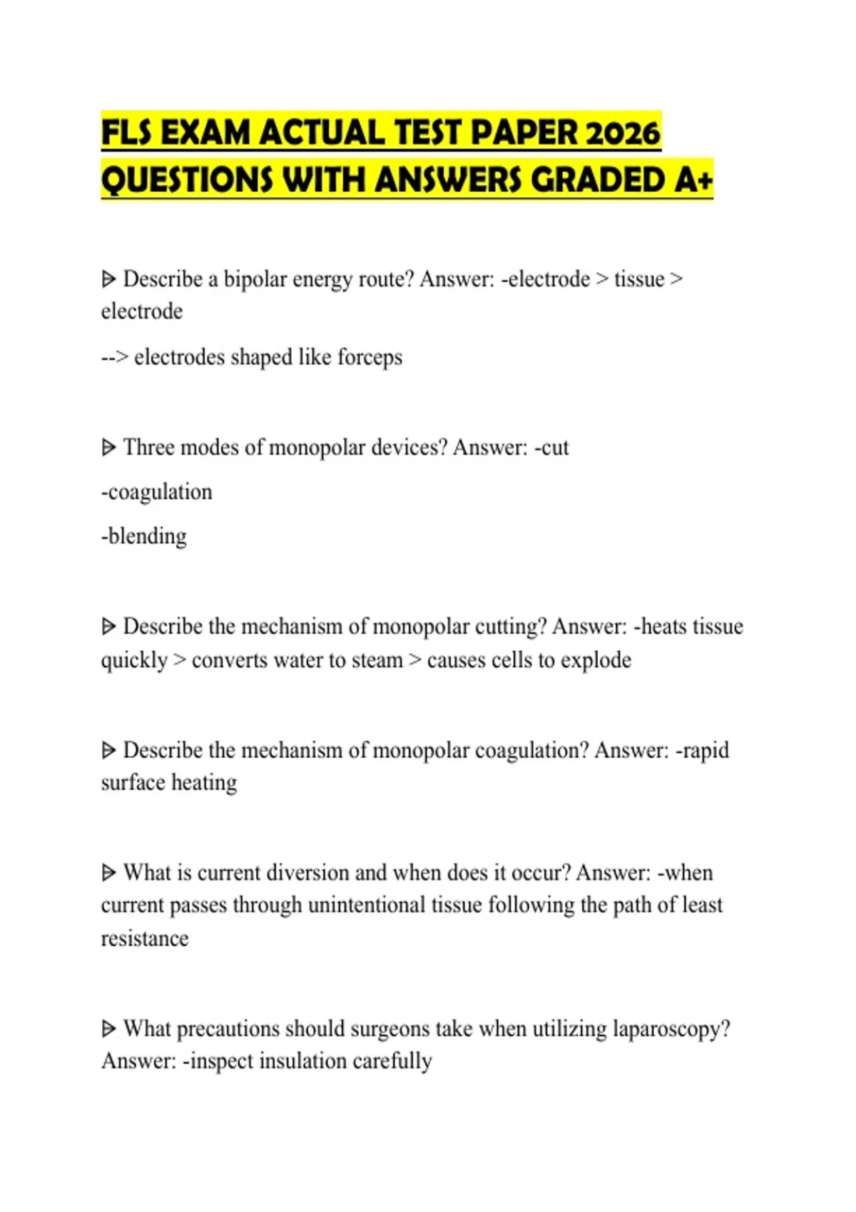 FLS EXAM ACTUAL TEST PAPER 2026 QUESTIONS WITH ANSWERS GRADED A+ - FLS ...