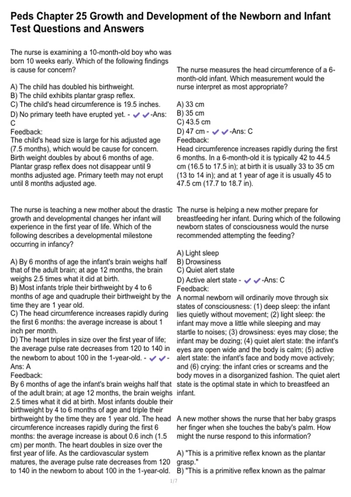 Peds Chapter 25 Growth and Development of the Newborn and Infant Test ...
