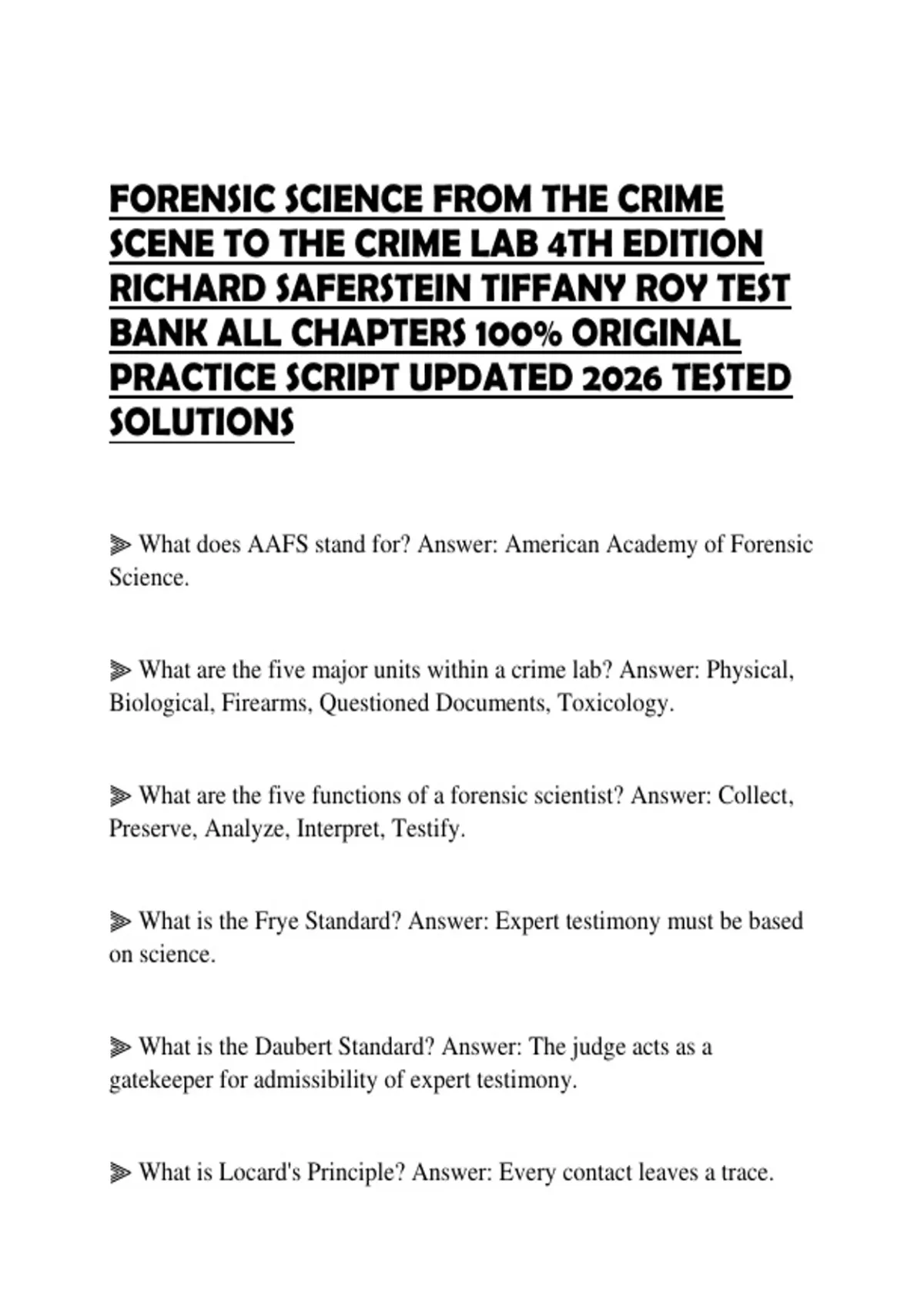 FORENSIC SCIENCE FROM THE CRIME SCENE TO THE CRIME LAB 4TH EDITION ...