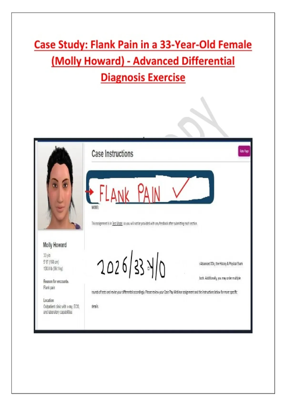 Case Study: Flank Pain in a 33-Year-Old Female (Molly Howard ...