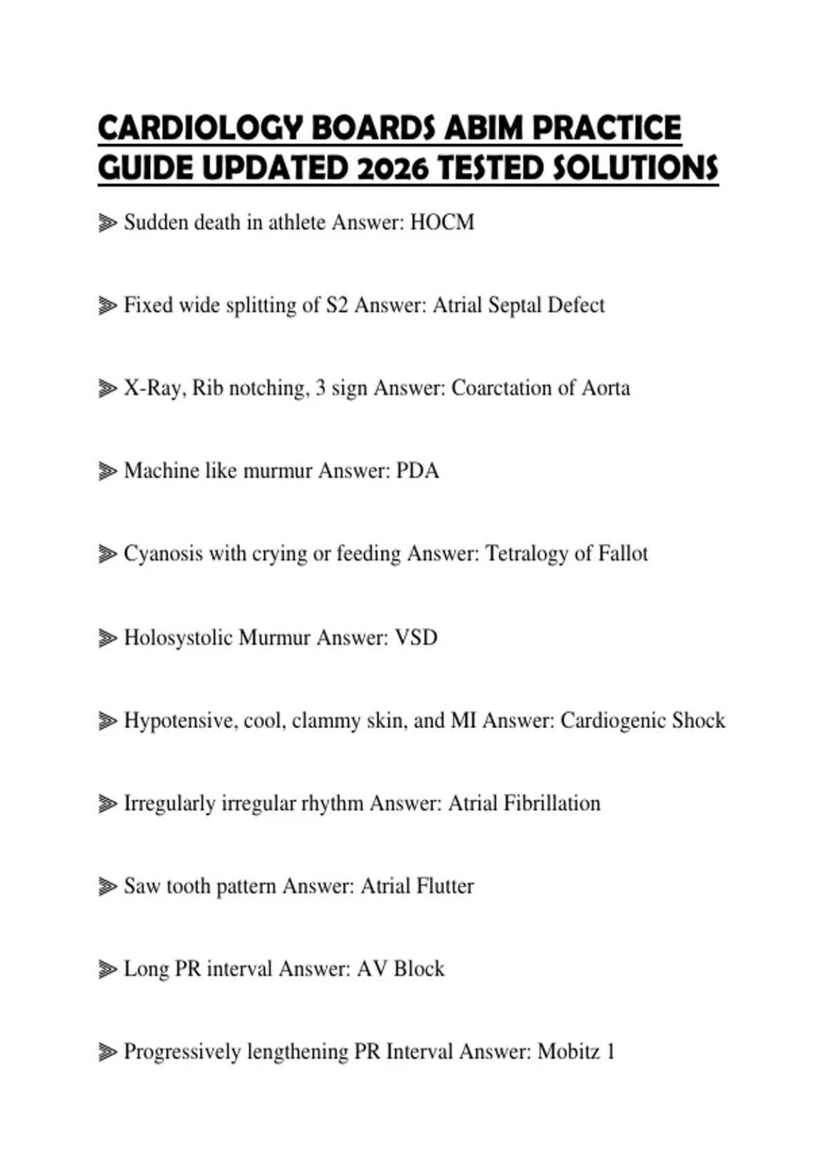 CARDIOLOGY BOARDS ABIM PRACTICE GUIDE UPDATED 2026 TESTED SOLUTIONS ...