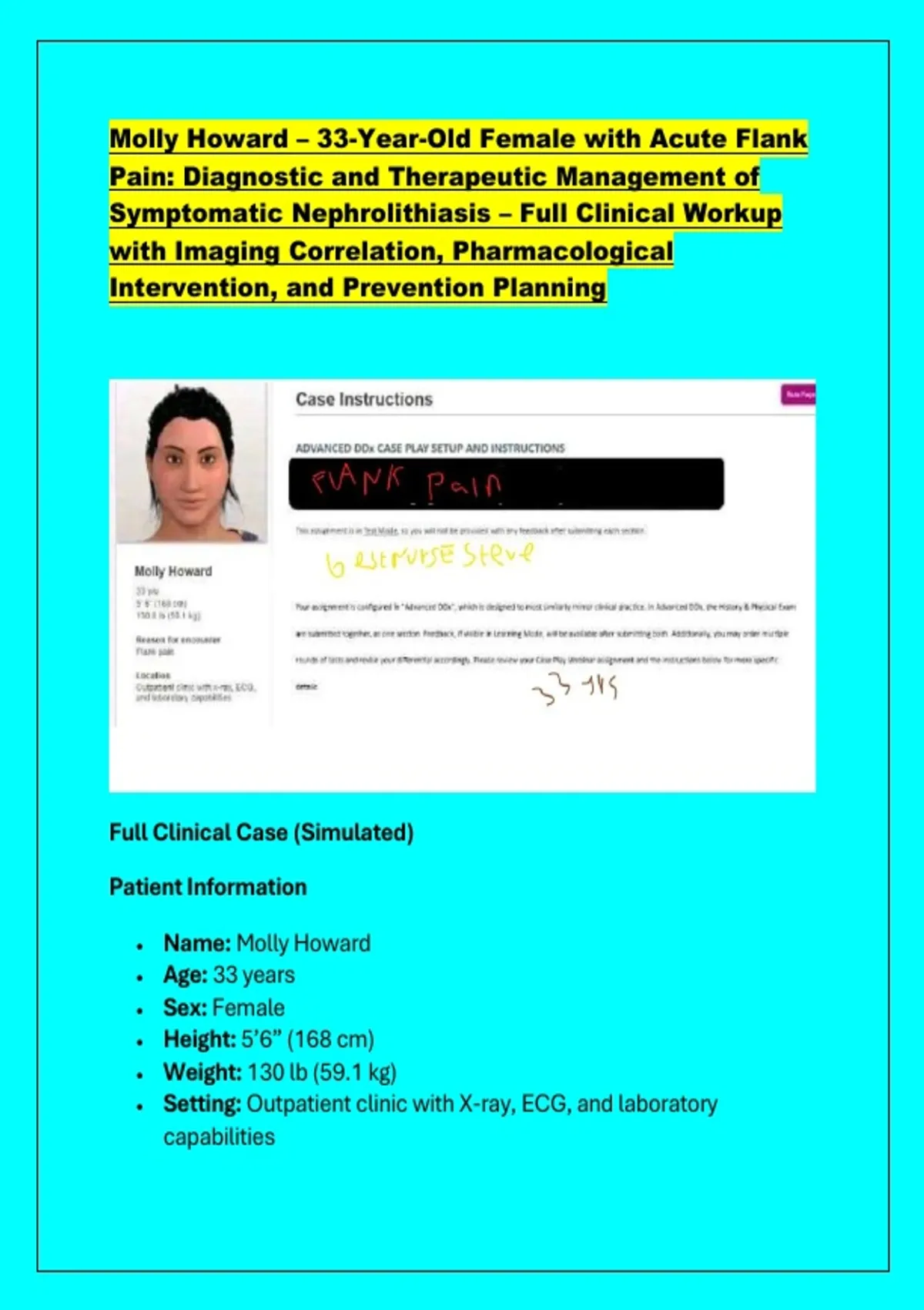 Molly Howard – 33-Year-Old Female with Acute Flank Pain: Diagnostic and ...