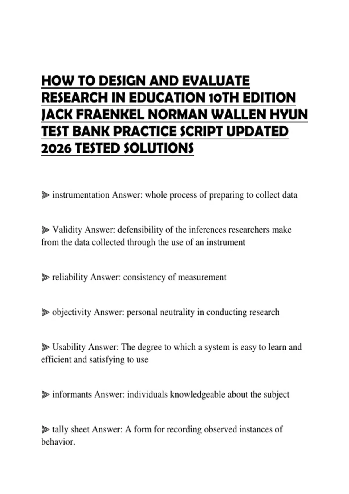 HOW TO DESIGN AND EVALUATE RESEARCH IN EDUCATION 10TH EDITION JACK ...