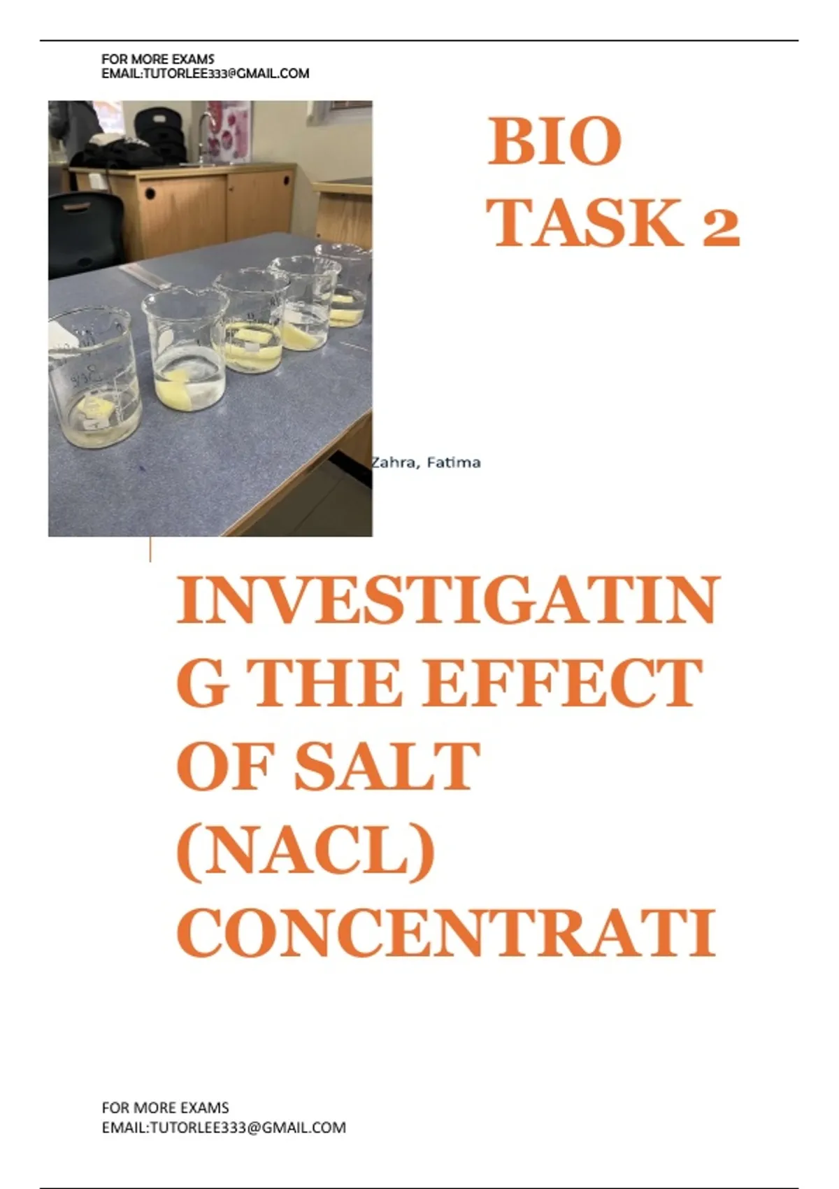 BIO TASK 2 INVESTIGATING THE EFFECT OF SALT (NACL) CONCENTRATION ON ...
