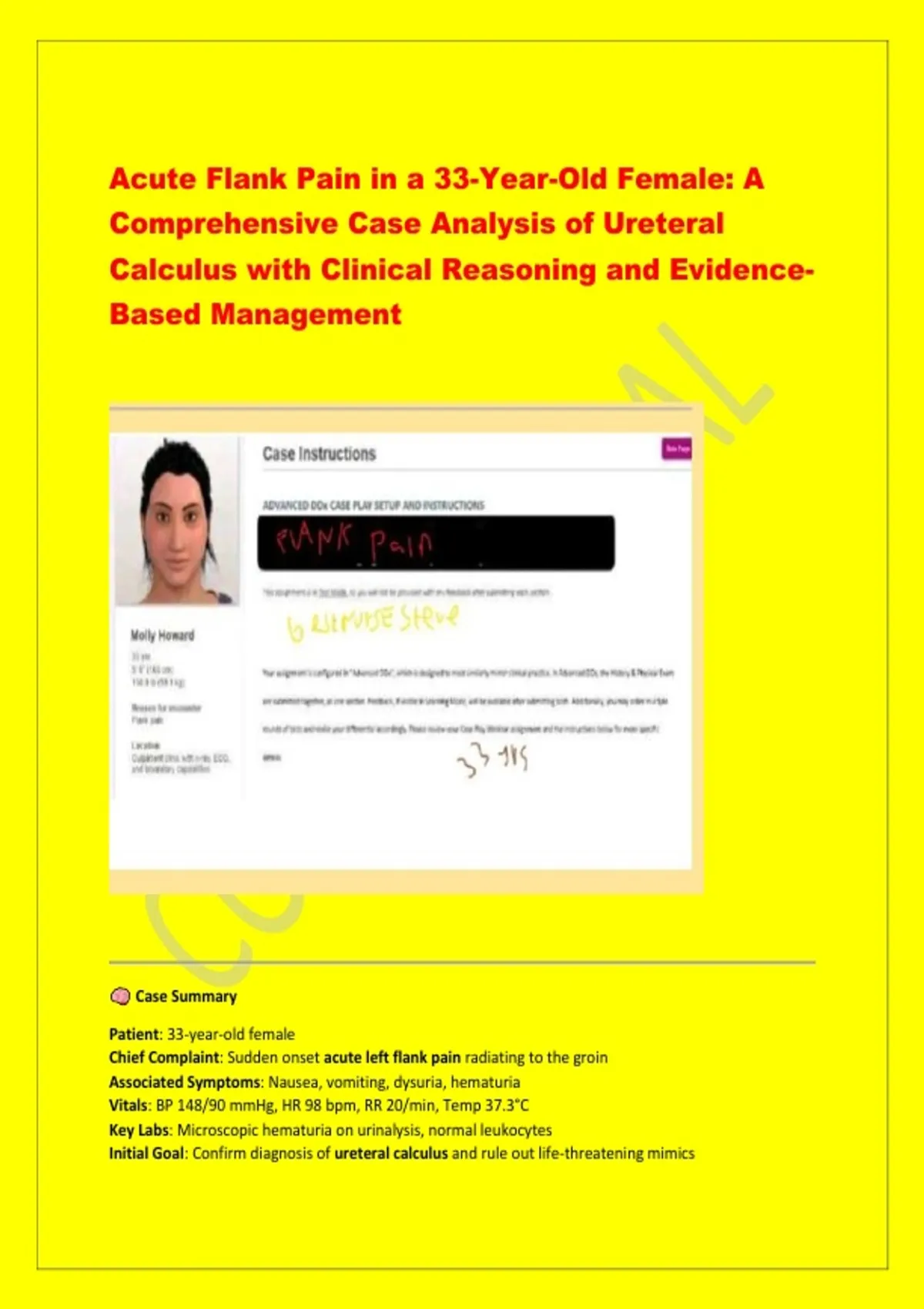 Acute Flank Pain in a 33-Year-Old Female: A Comprehensive Case Analysis ...