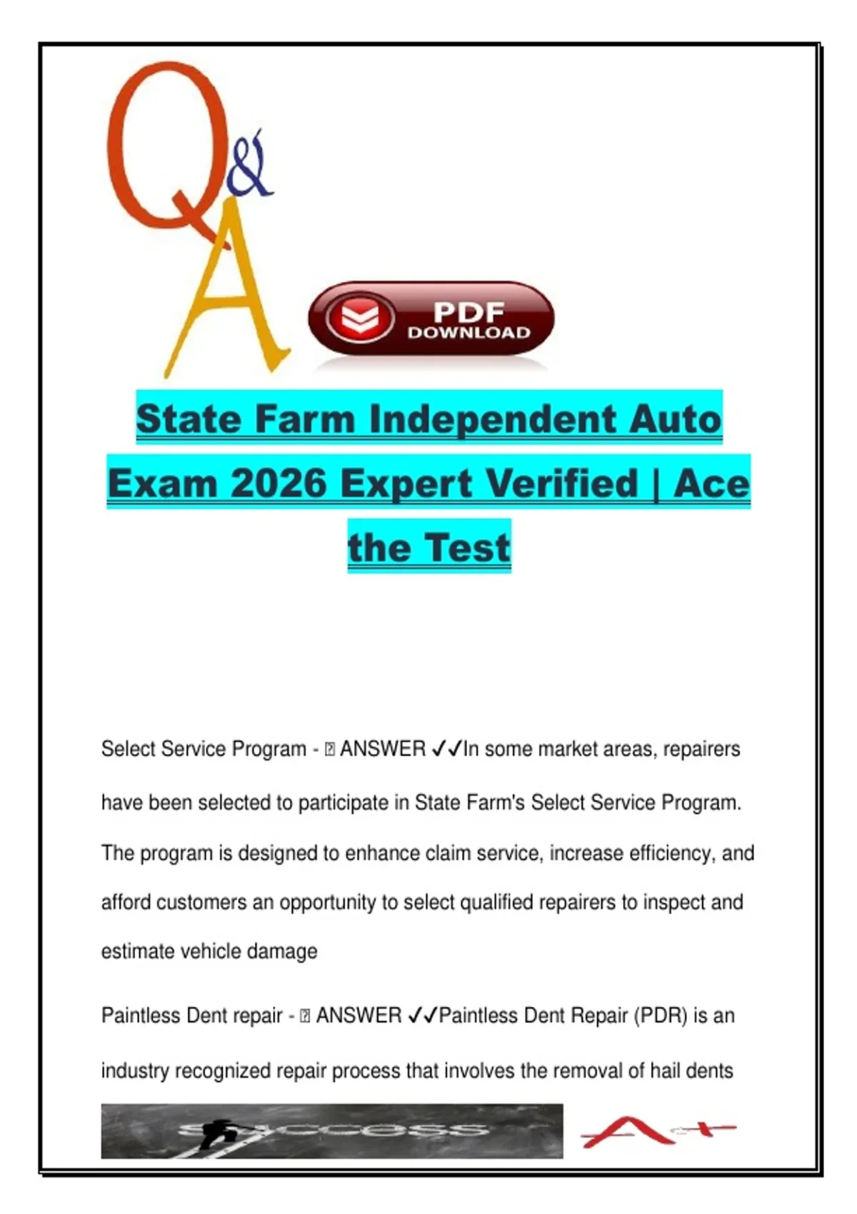 State Farm Independent Auto Exam 2026 | 100 Questions with Answers ...