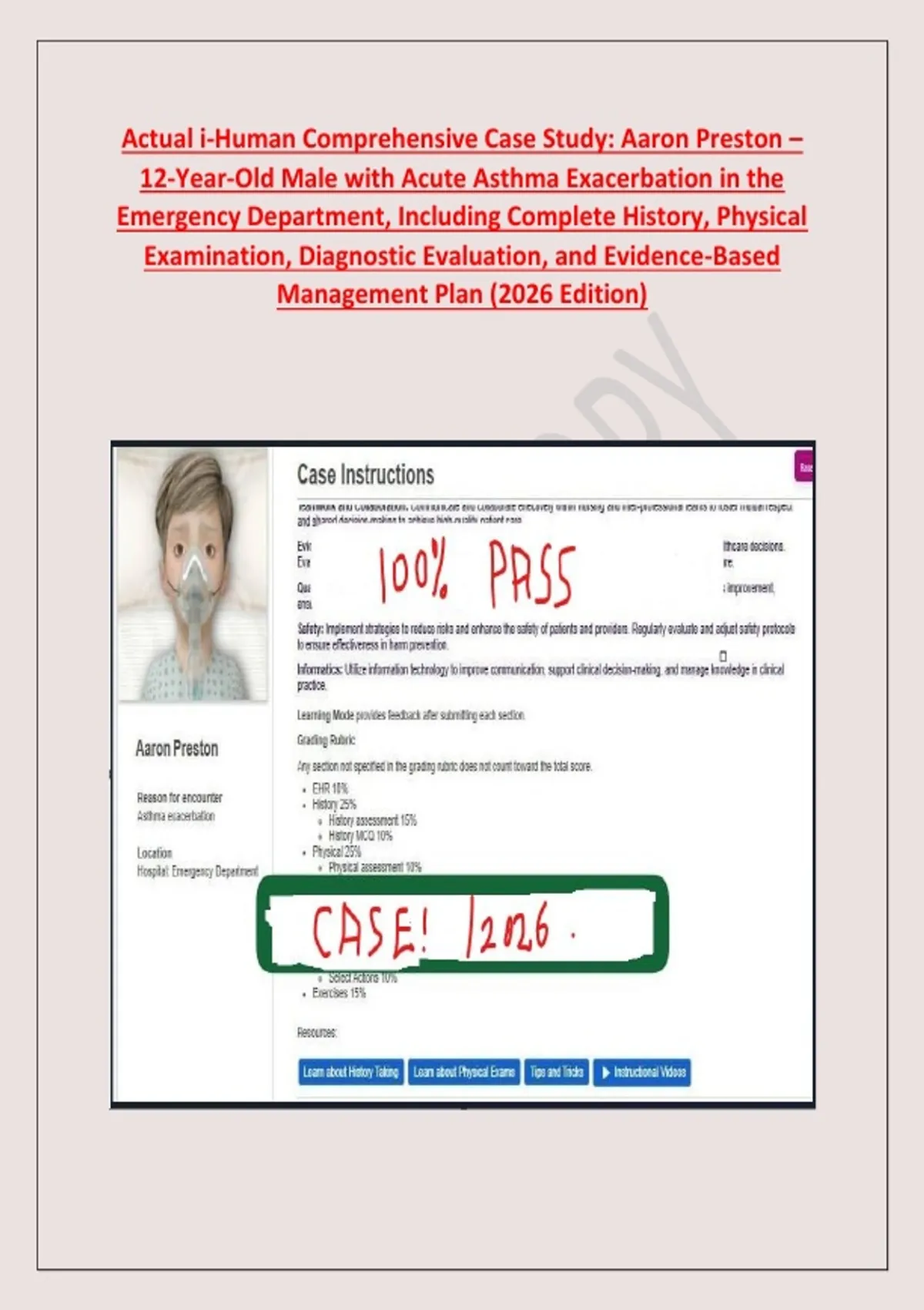 Actual i-Human Comprehensive Case Study: Aaron Preston – 12-Year-Old ...
