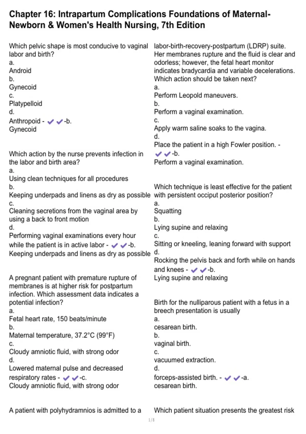 Chapter 16: Intrapartum Complications Foundations of Maternal- Newborn ...