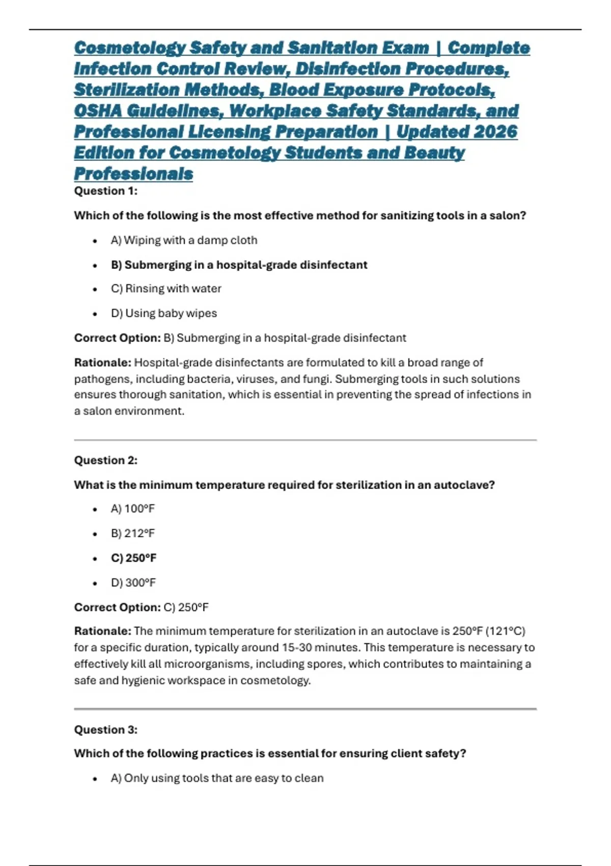 Cosmetology Safety and Sanitation Exam | Complete Infection Control ...