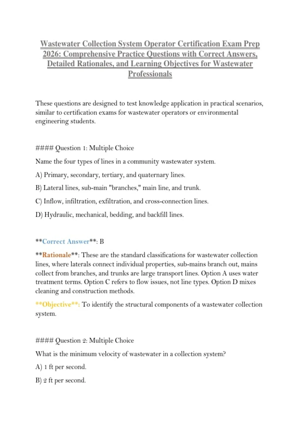 Wastewater Collection System Operator Certification Exam Prep 2026 ...
