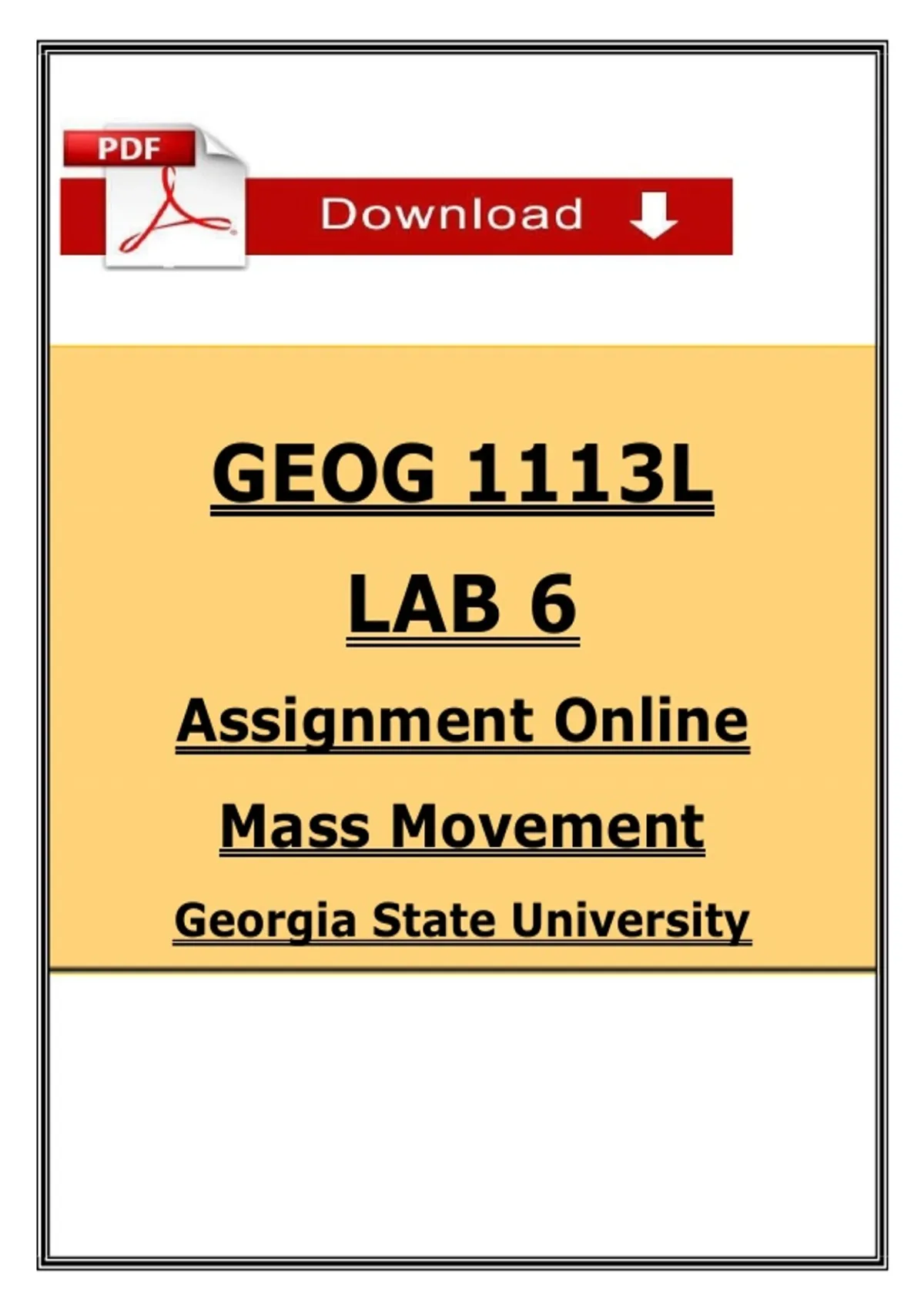 GEOG 1113L Lab 6 [2026 / 2027] | Mass Movement | GSU (PDF) - GEOG 1113L ...