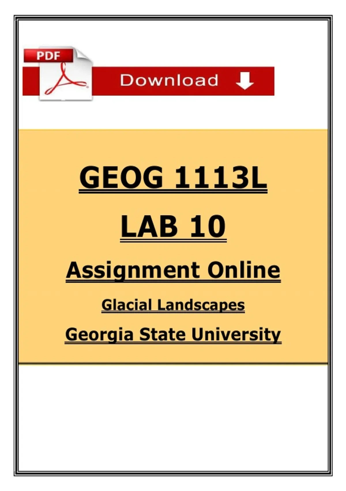 GEOG 1113L Lab 10 [2026 / 2027] | Glacial Landscapes | GSU (PDF) - GEOG ...