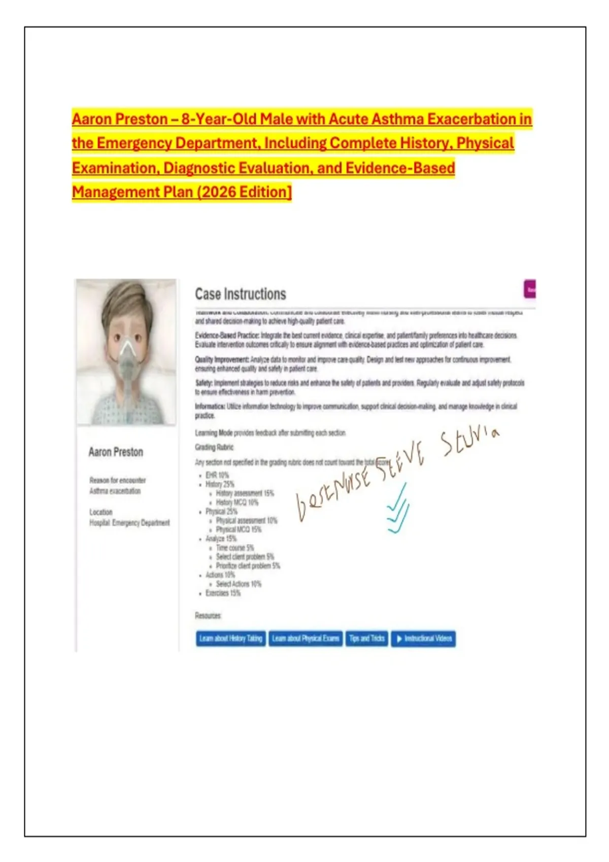 Aaron Preston – 8-Year-Old Male with Acute Asthma Exacerbation in the ...
