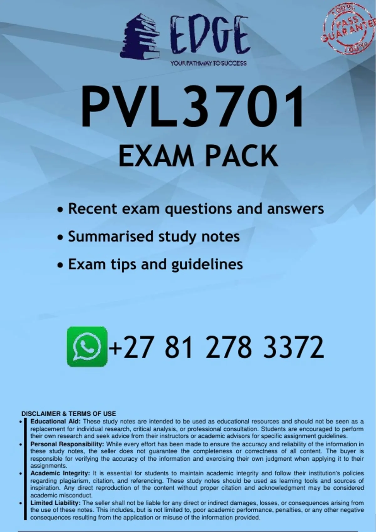 PVL3701 EXAM PACK 2026 - DISTINCTION GUARANTEED - Law of Property ...
